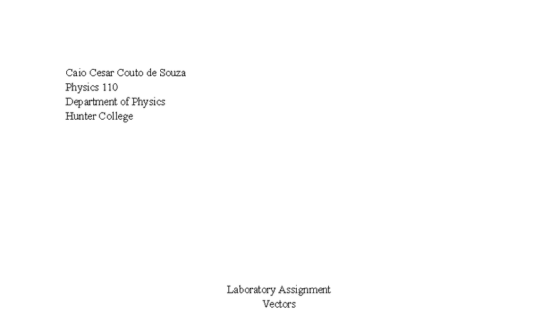 Physics 110 Lab Report: Vectors Experiment Analysis - Studocu
