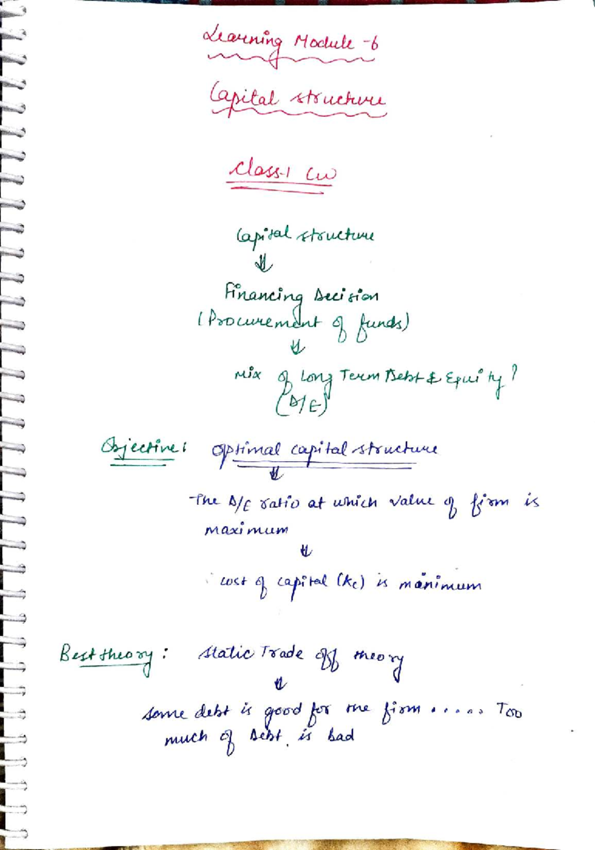 CI LM6 Capital Structure Class 1-5 Lecture Notes: Financing Insights ...