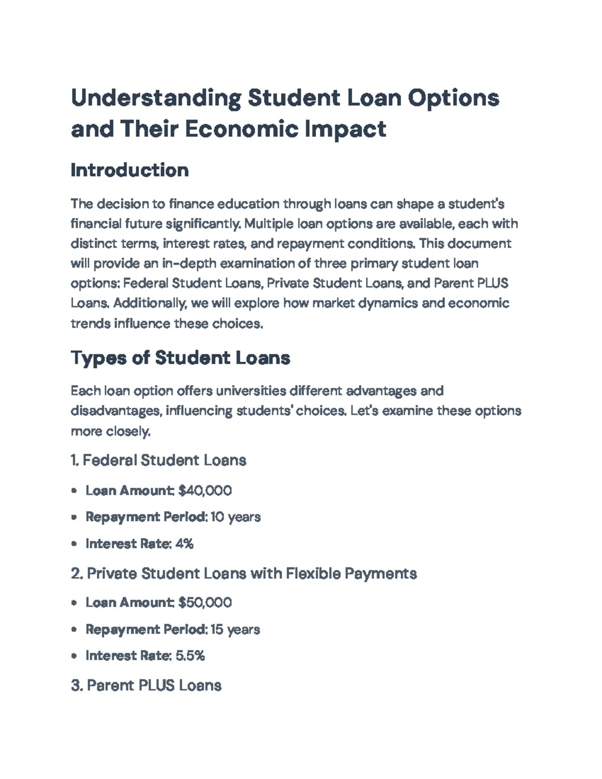 Understanding Student Loan Types: Economic Impact Guide (FIN 101) - Studocu