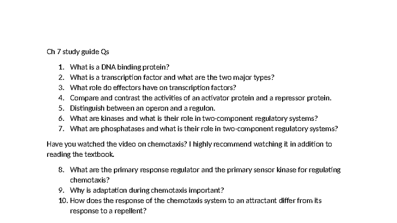 Biology 101 Ch 7 Study Guide: Key Questions & Concepts - Studocu