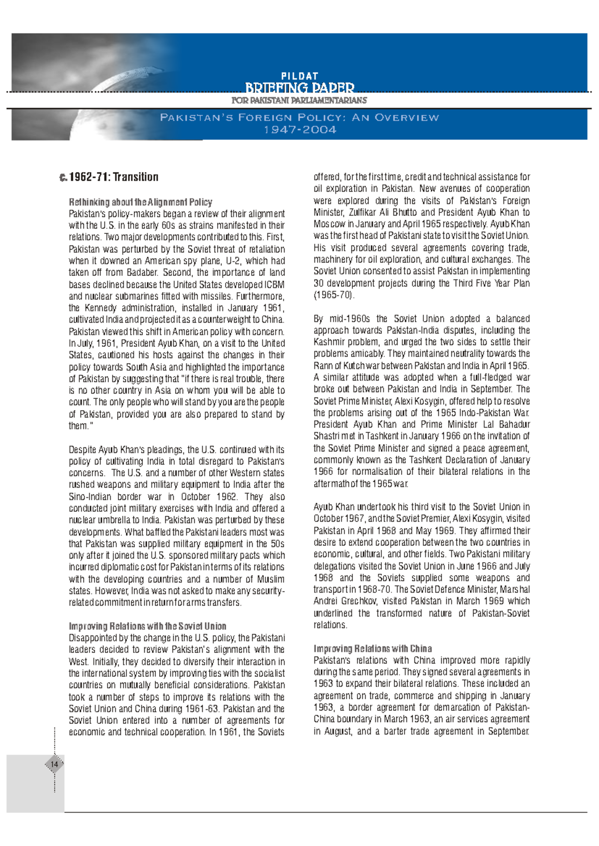 FP 2 - Overview of Pakistan's Foreign Policy Shifts in the 1960s - Studocu
