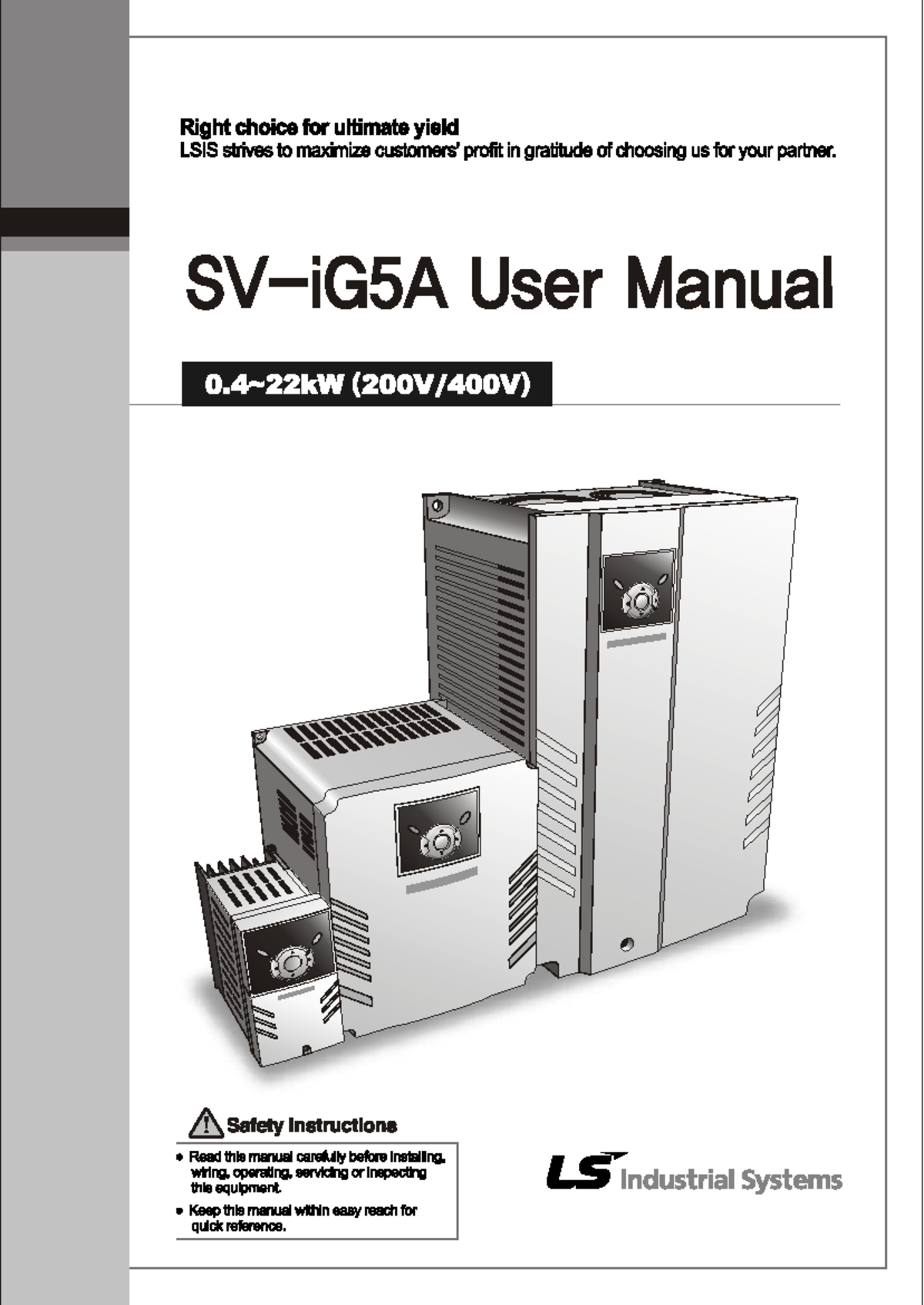 LSIS iG5A Variable Frequency Drive Safety & Operation Manual - Studocu
