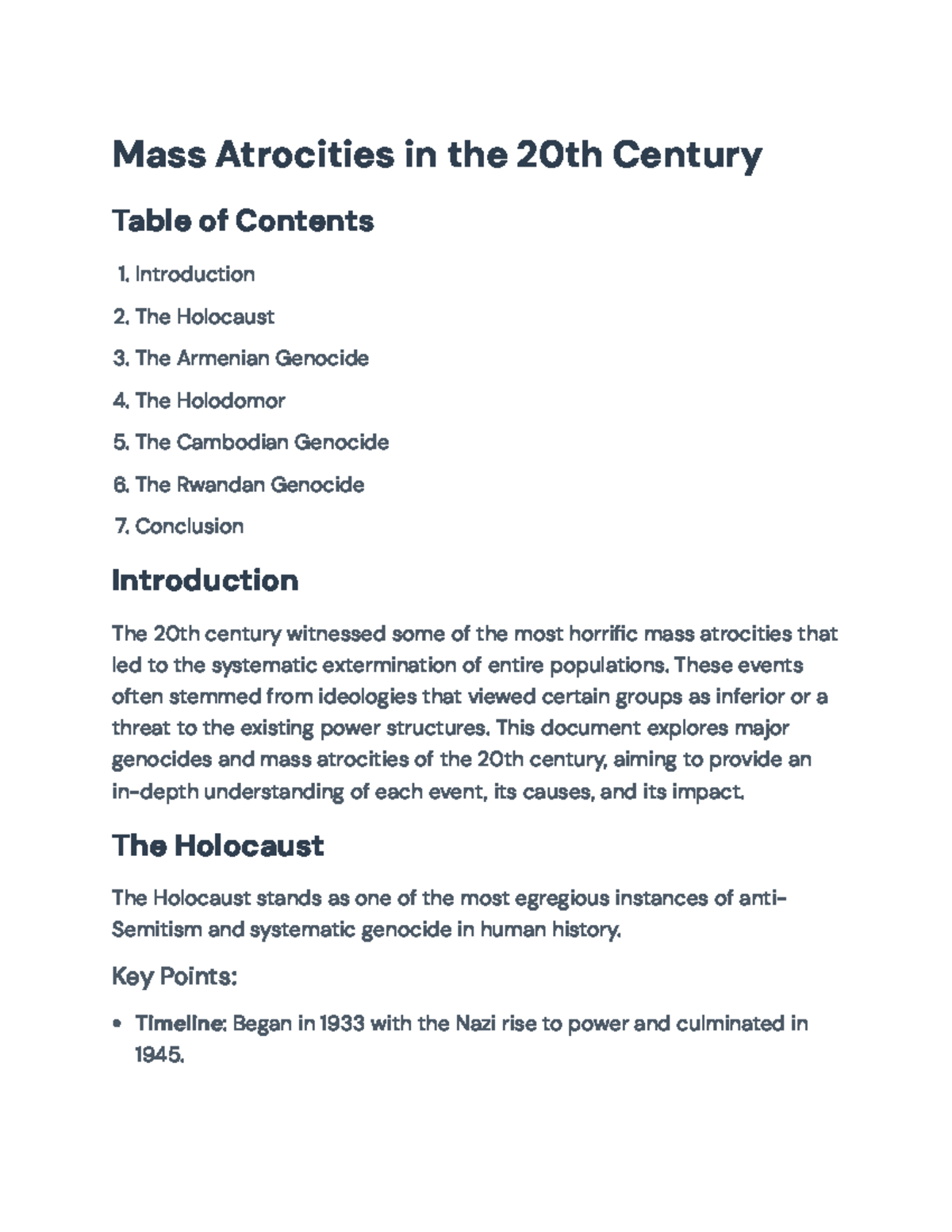 20th Century Mass Atrocities: An In-Depth Overview of Genocides - Studocu