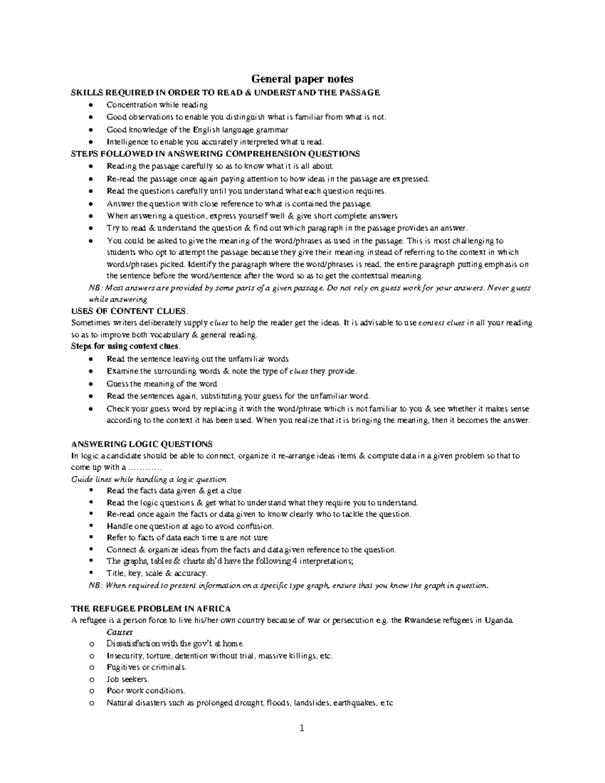 General Paper Notes S5: Skills for Comprehension and Analysis - Studocu