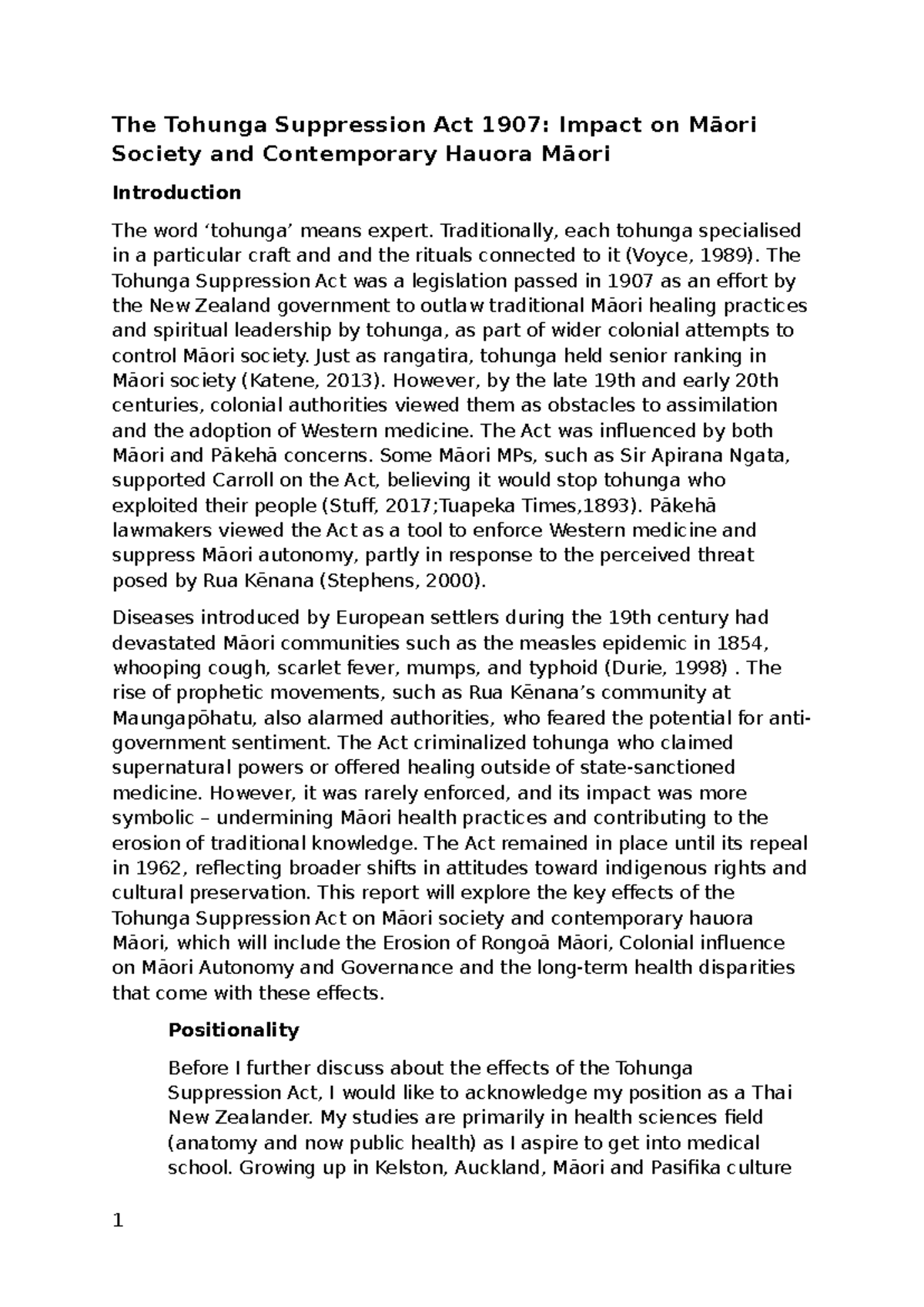 PUBH712 Report 2025: Effects of the Tohunga Suppression Act on Māori ...