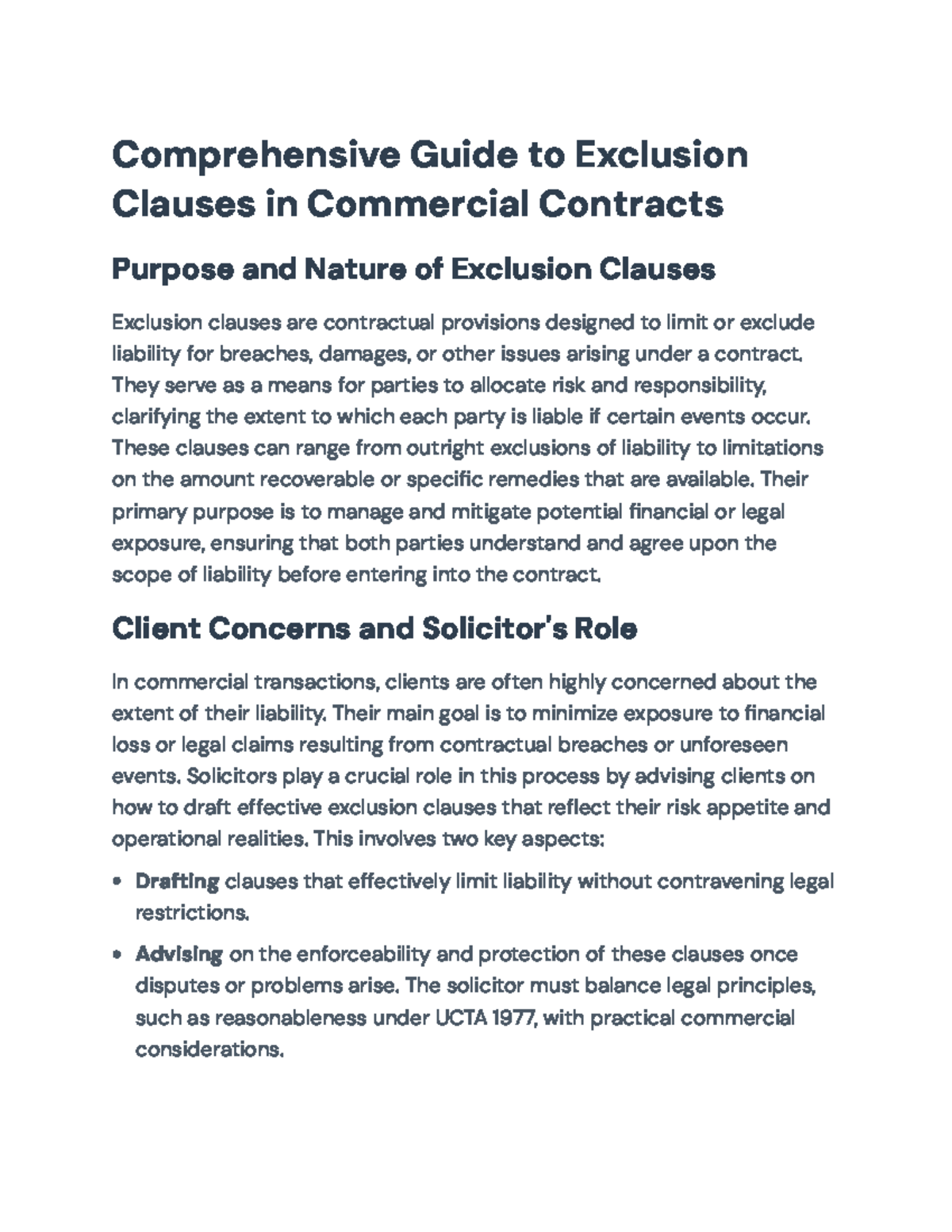Comprehensive Study on Exclusion Clauses in Commercial Contracts (LAW ...
