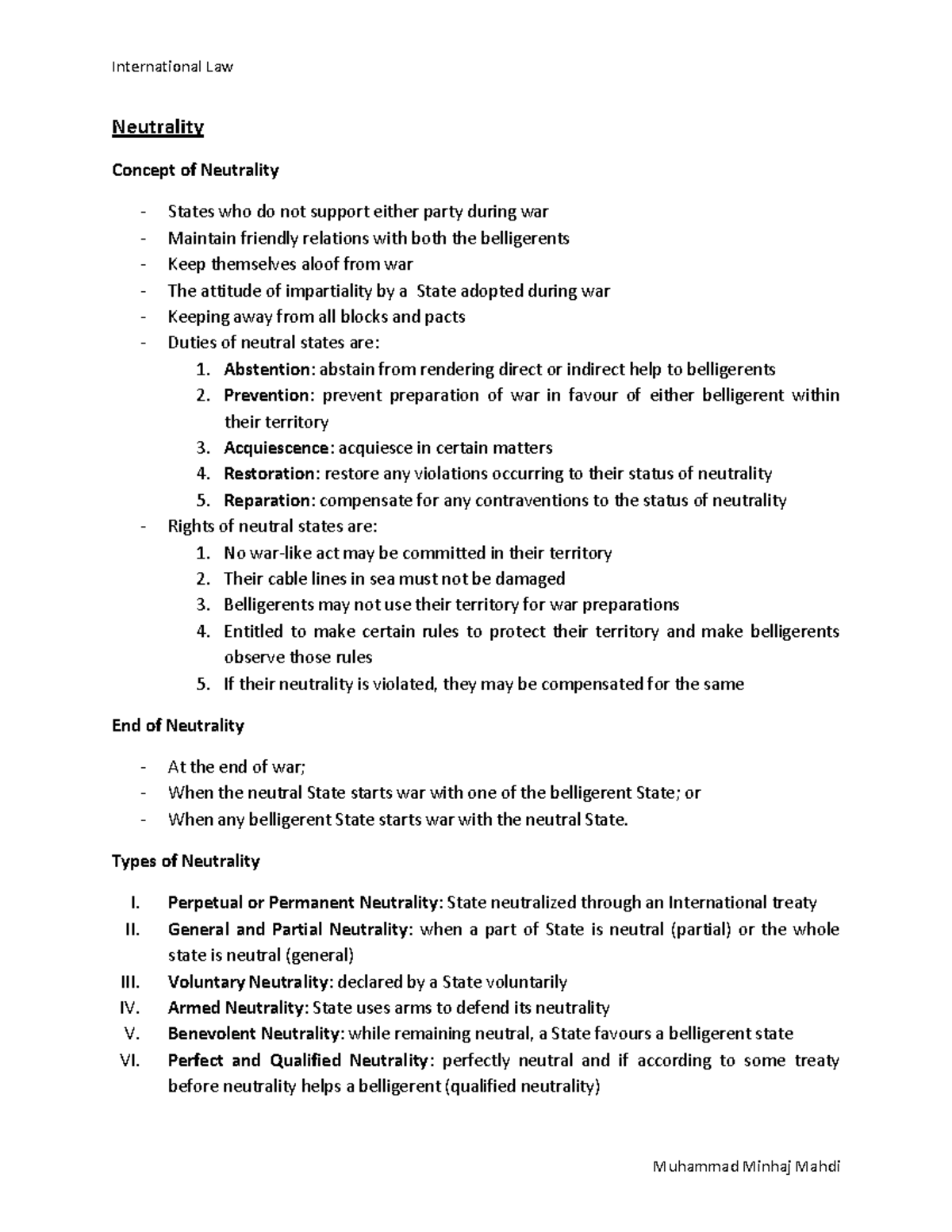 Neutrality in International Law - Comprehensive Notes for Students ...