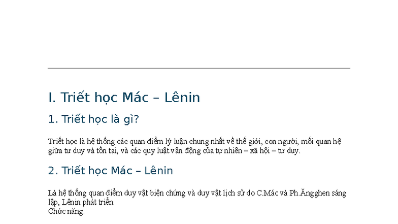 Tóm tắt Triết học Mác Lênin: Các Quan điểm và Quy luật Cơ bản - Studocu