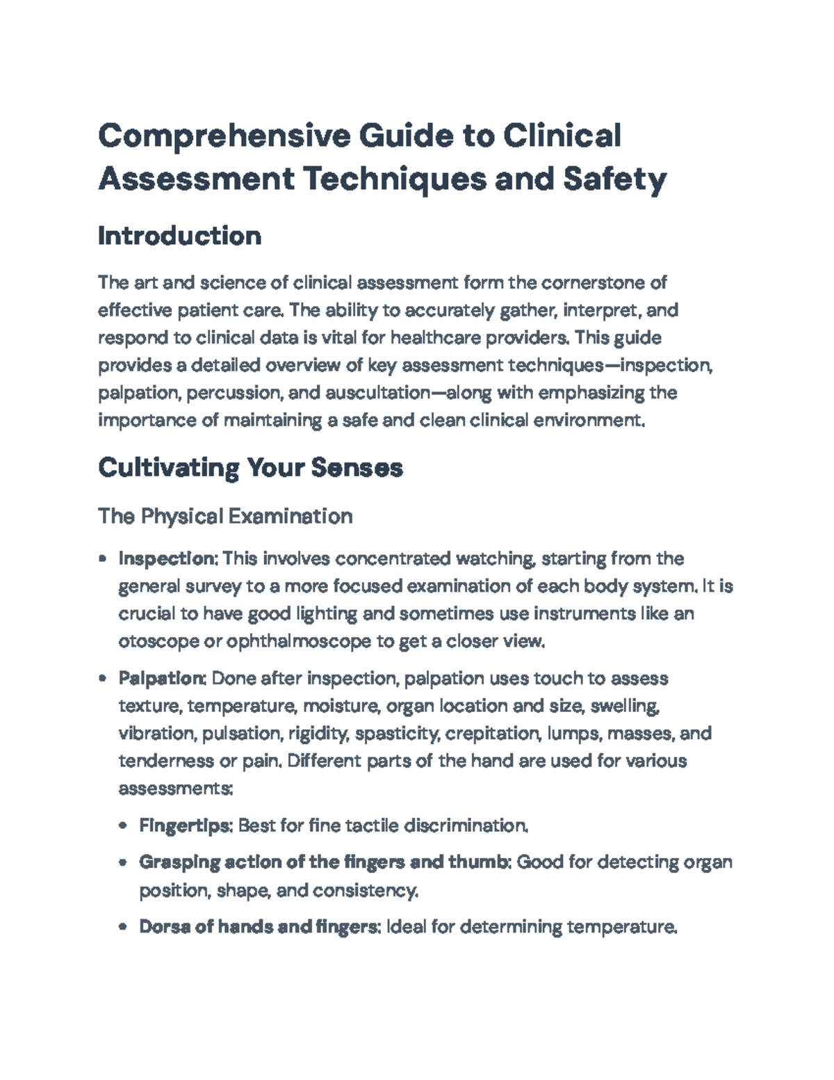 Comprehensive Clinical Assessment Techniques and Safety Guidelines - Comprehensive Guide to ...