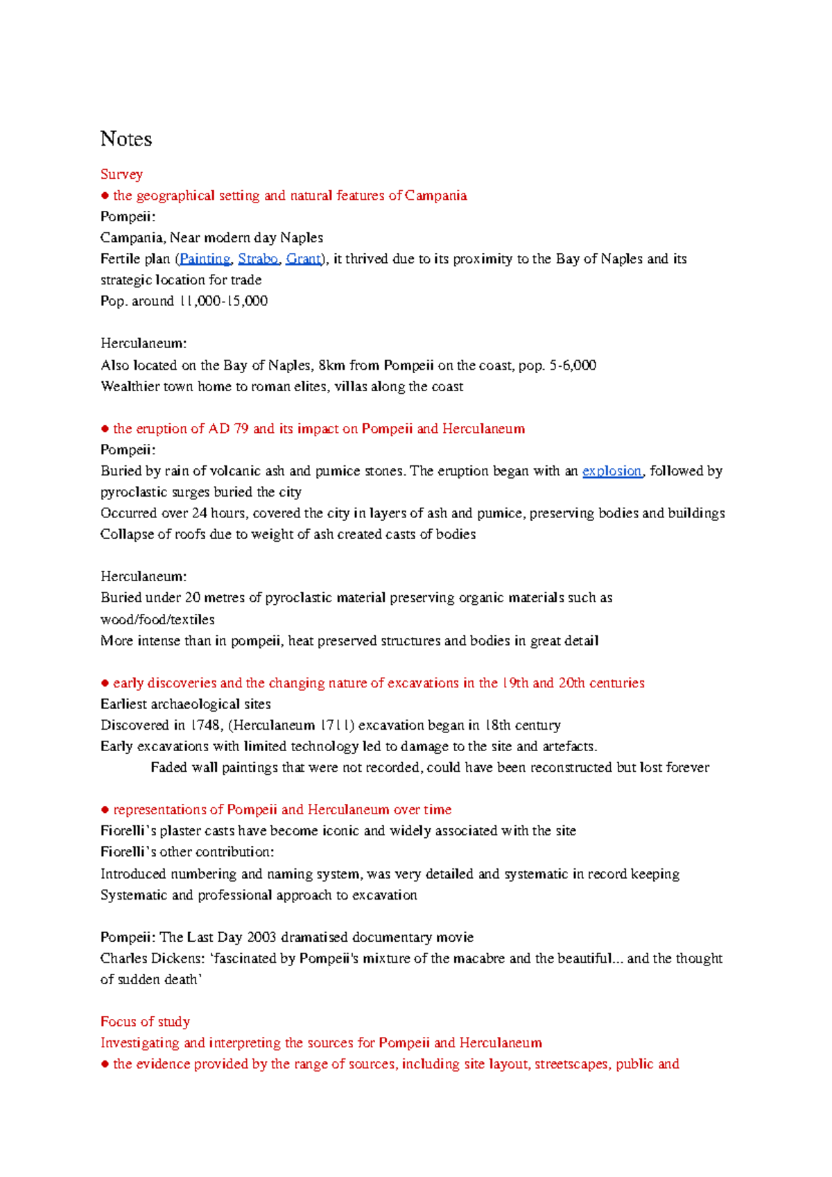 Pompeii and Herculaneum Core Study Notes & HSC Questions - Ancient ...