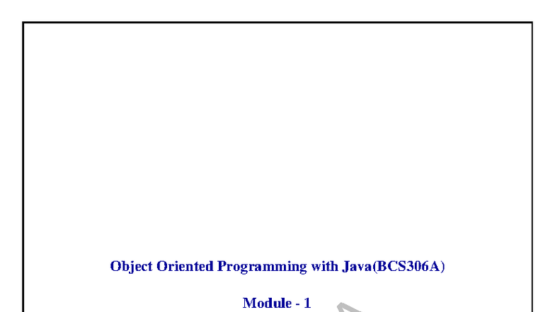 Object Oriented Programming with Java (BCS306A) Module 1 Notes - Studocu