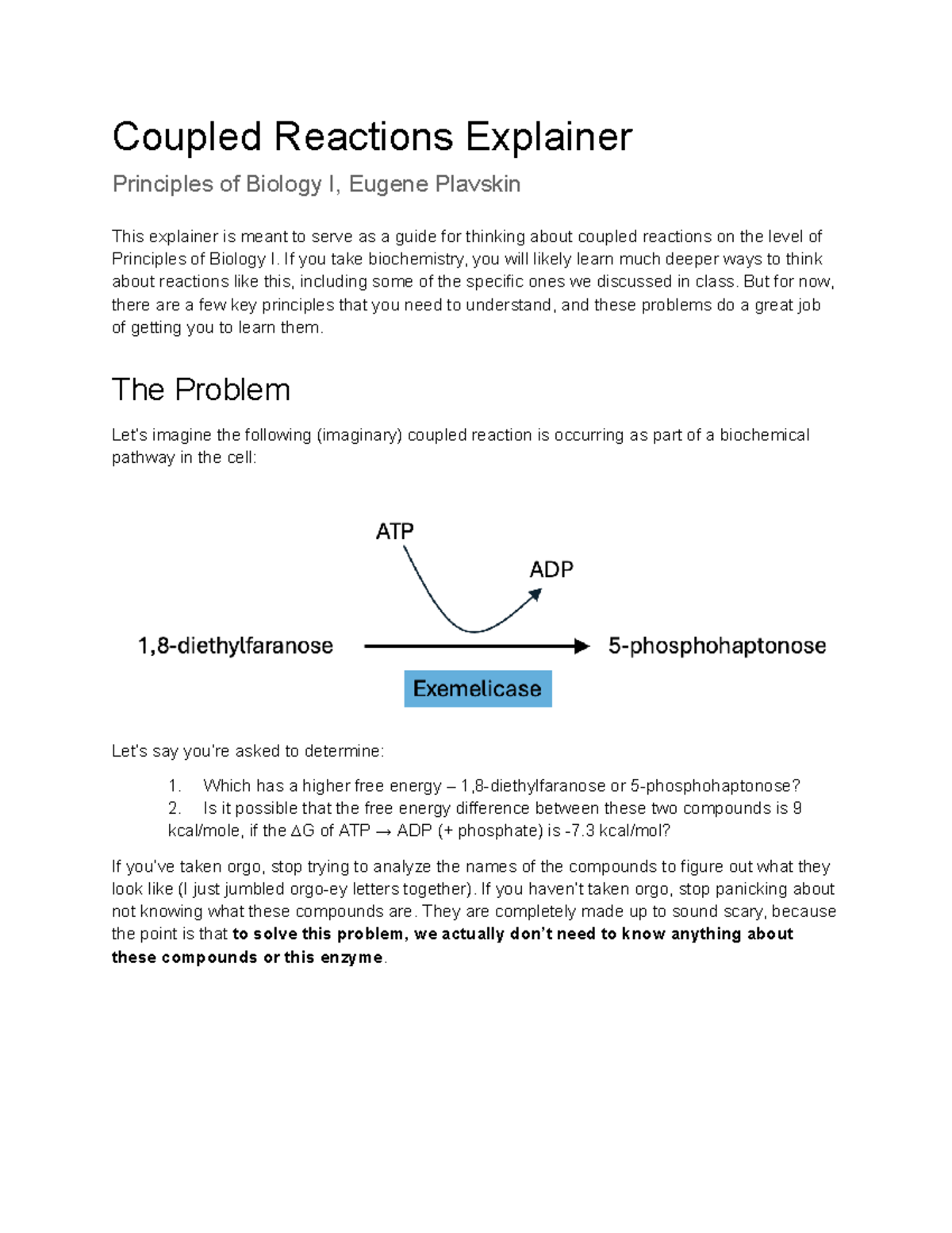 Coupled Reactions Guide for Principles of Biology I - Studocu
