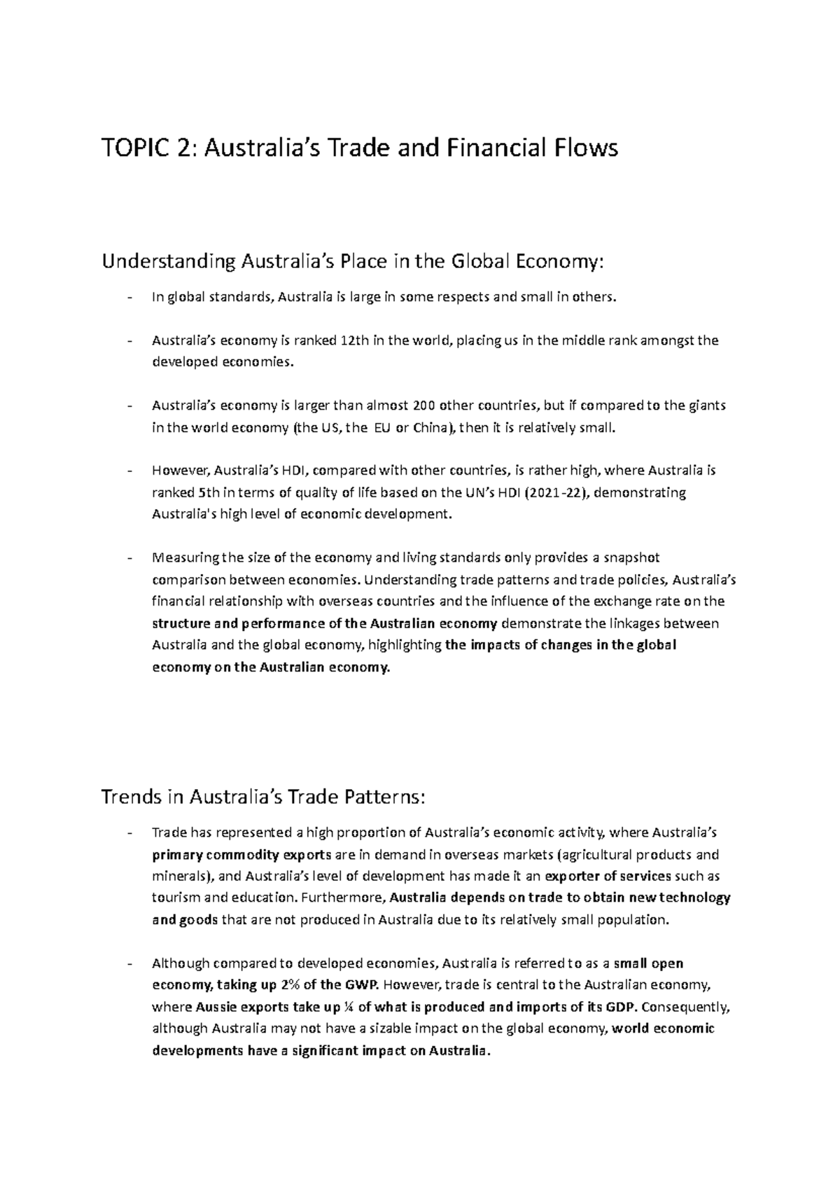 ECO 101: Trade & Financial Flows in the Global Economy - Studocu