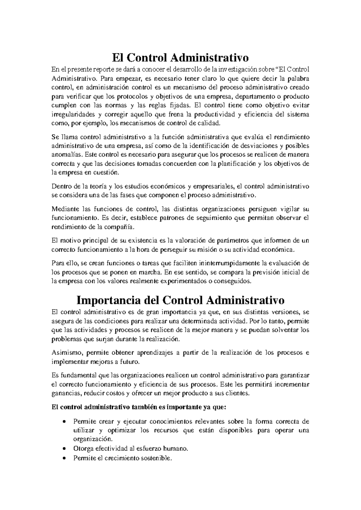El Control Administrativo: Importancia y Ventajas en las Organizaciones ...