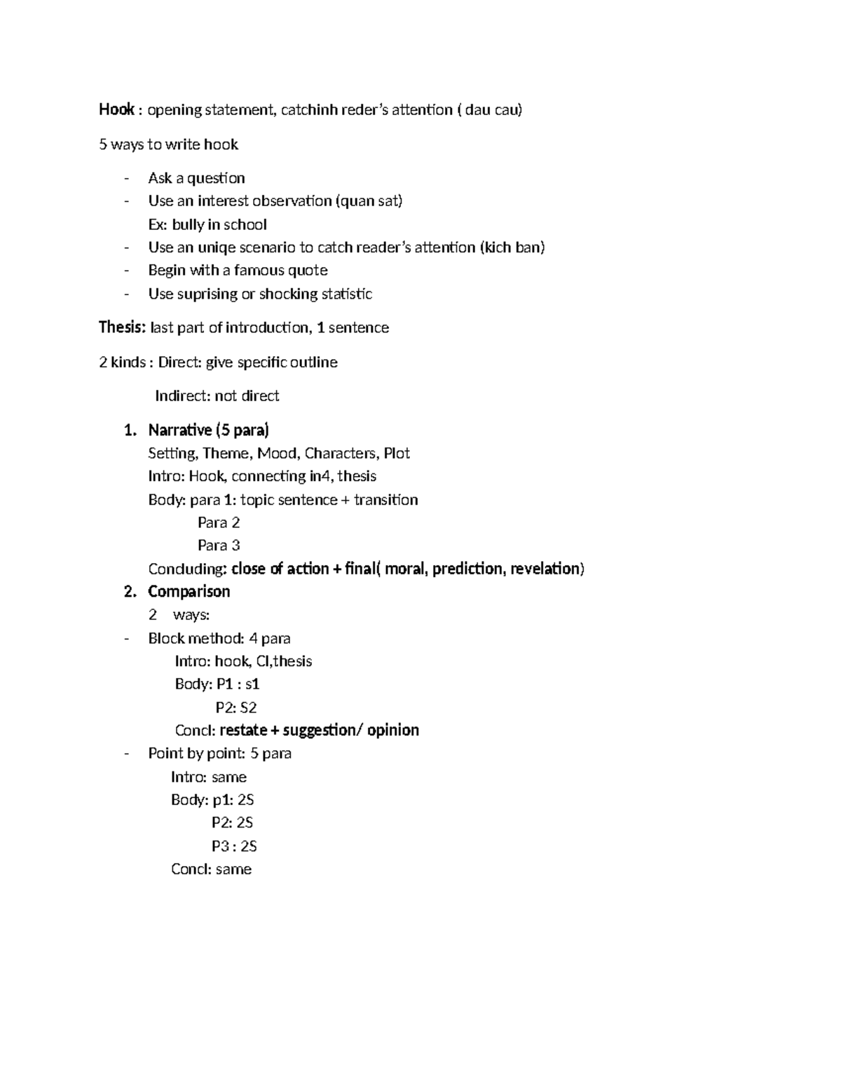 Writing Hooks and Thesis Statements: Strategies and Techniques - Studocu
