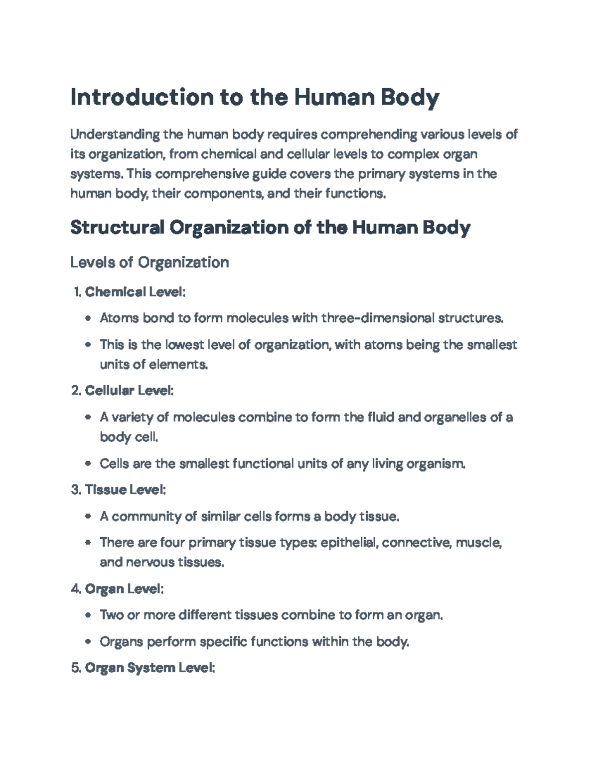 Comprehensive Guide to Human Anatomy and Physiology (BIO 101 ...