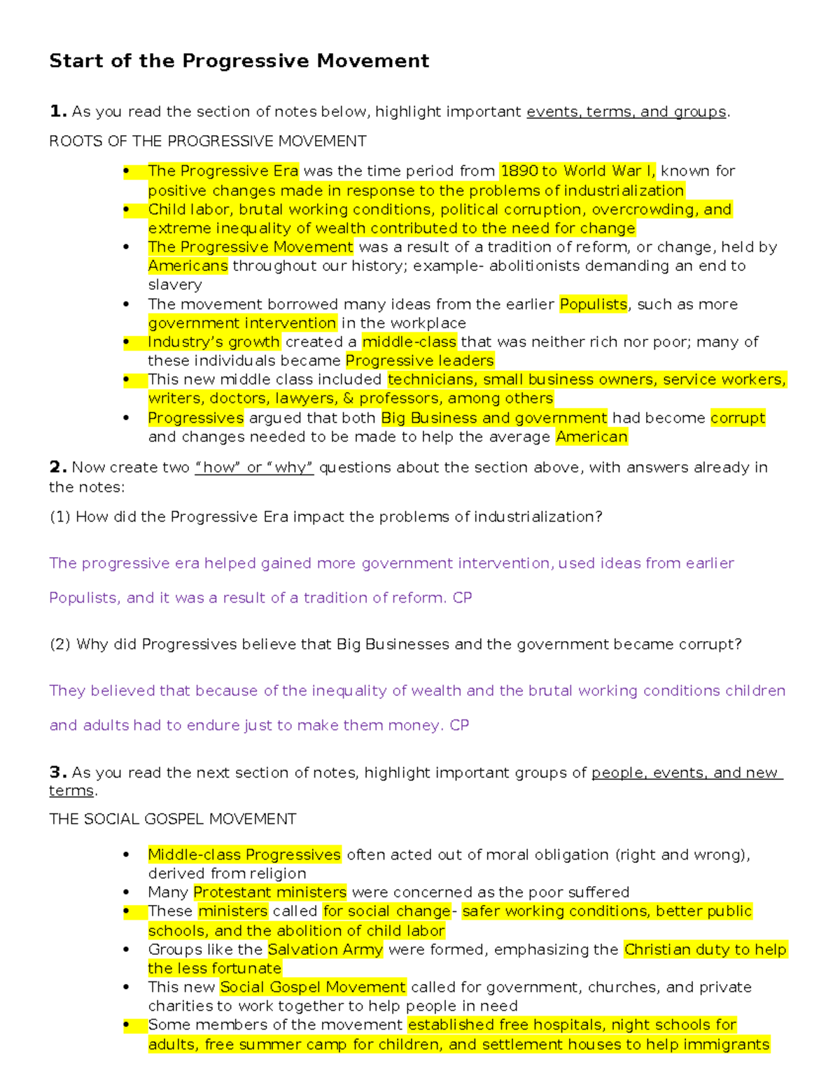 Start of the Progressive Movement: Key Events and Ideas - Studocu