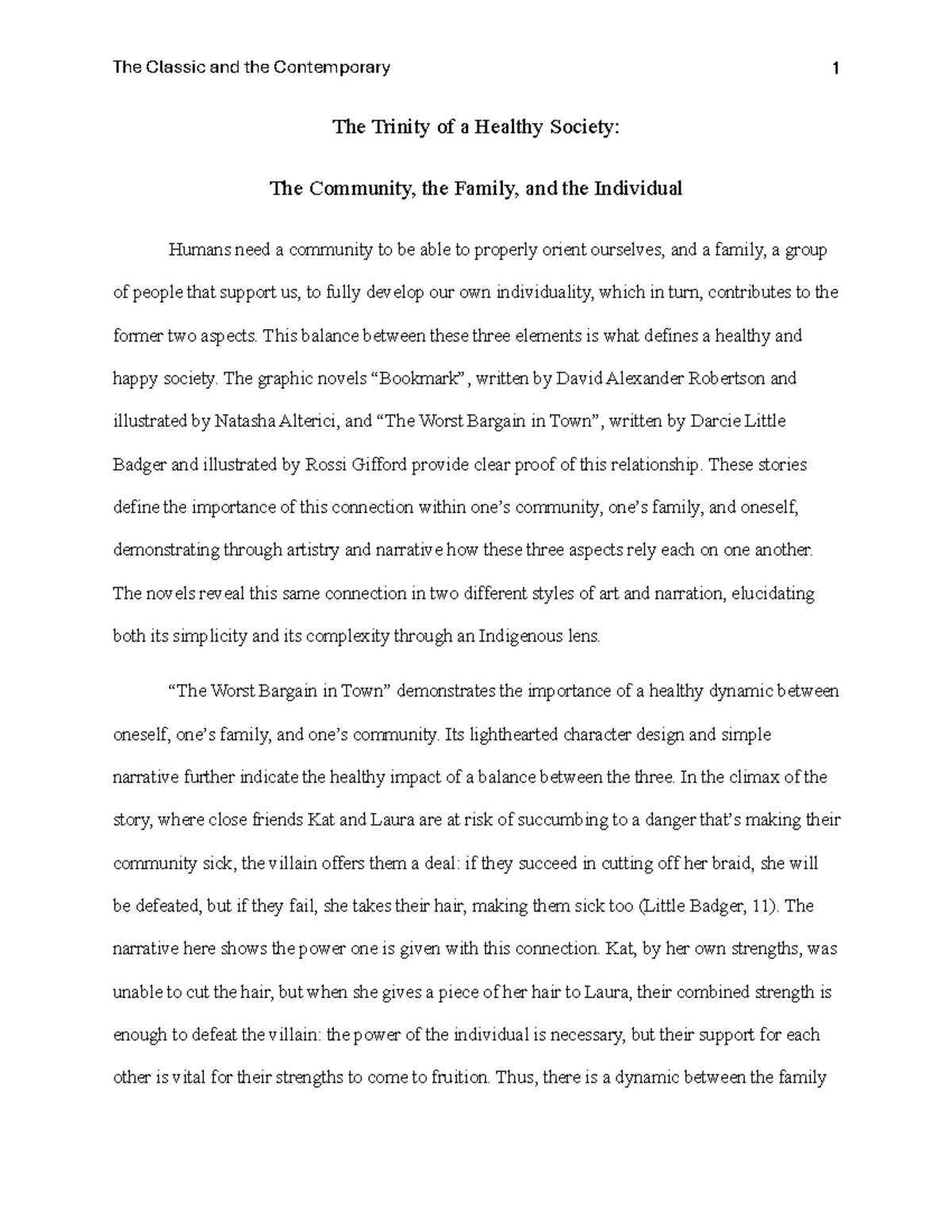 Final essay English 101 - The Classic and the Contemporary 1 The ...