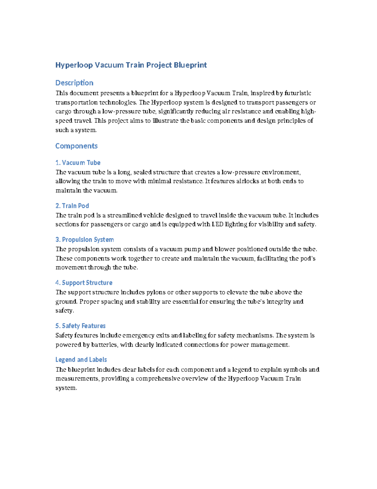 Hyperloop Vac Train Project Blueprint and Design Components - Studocu