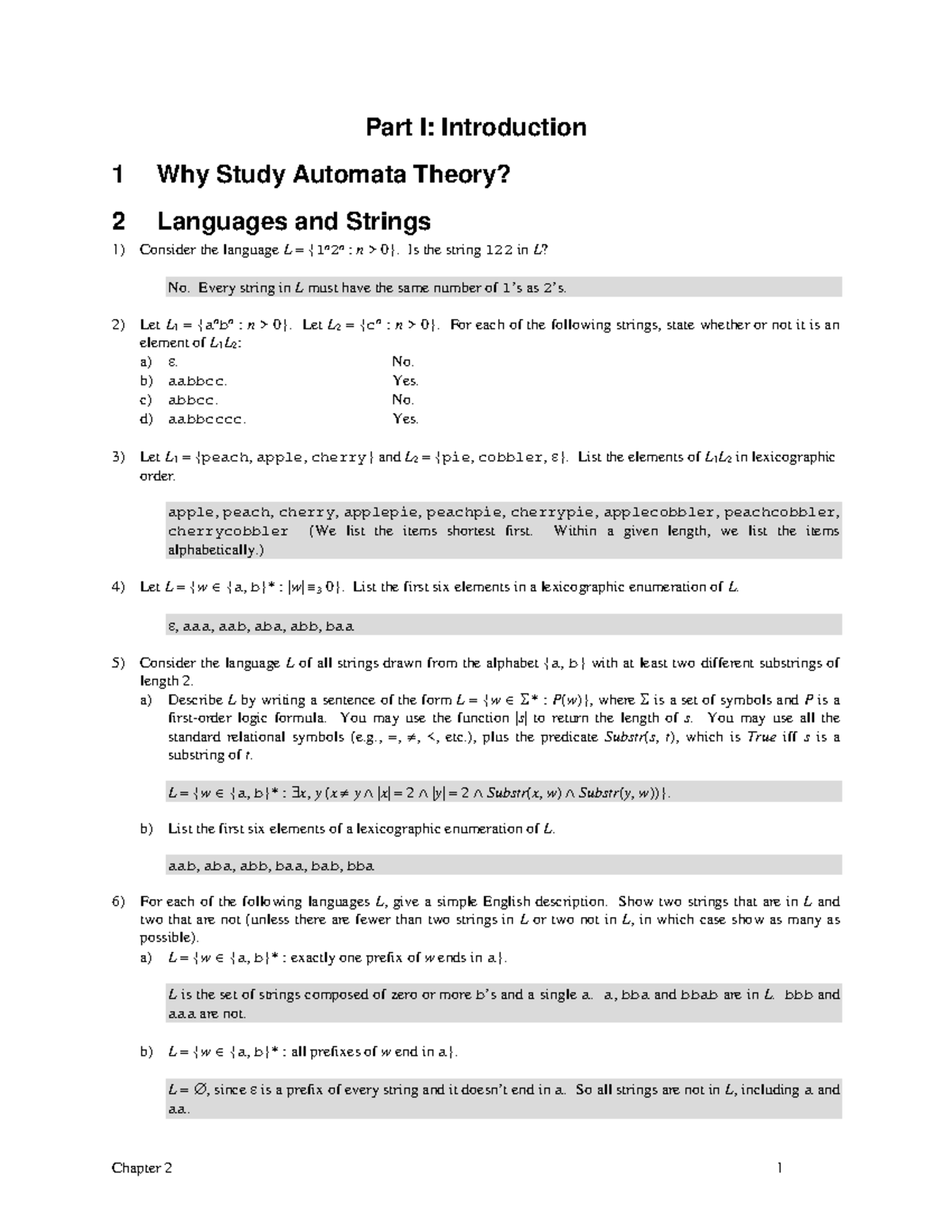 M1-ex-solution - automata answers - Part I: Introduction 1 Why Study Automata Theory? 2 ...