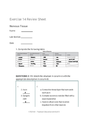 Lab. 7 - completed lab assignment - Exercise 7 Review Sheet Introduction to the Skeletal System ...