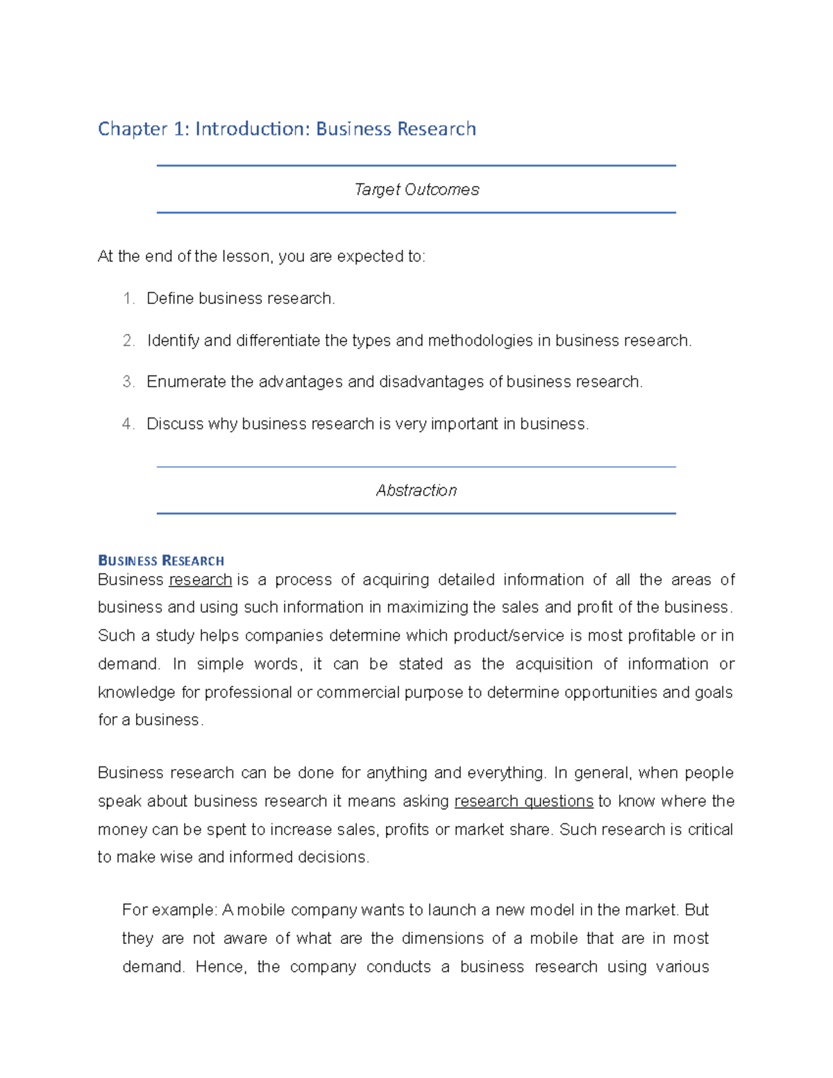 Chapter 1 - Intro to Business Research: Methods & Importance - Studocu