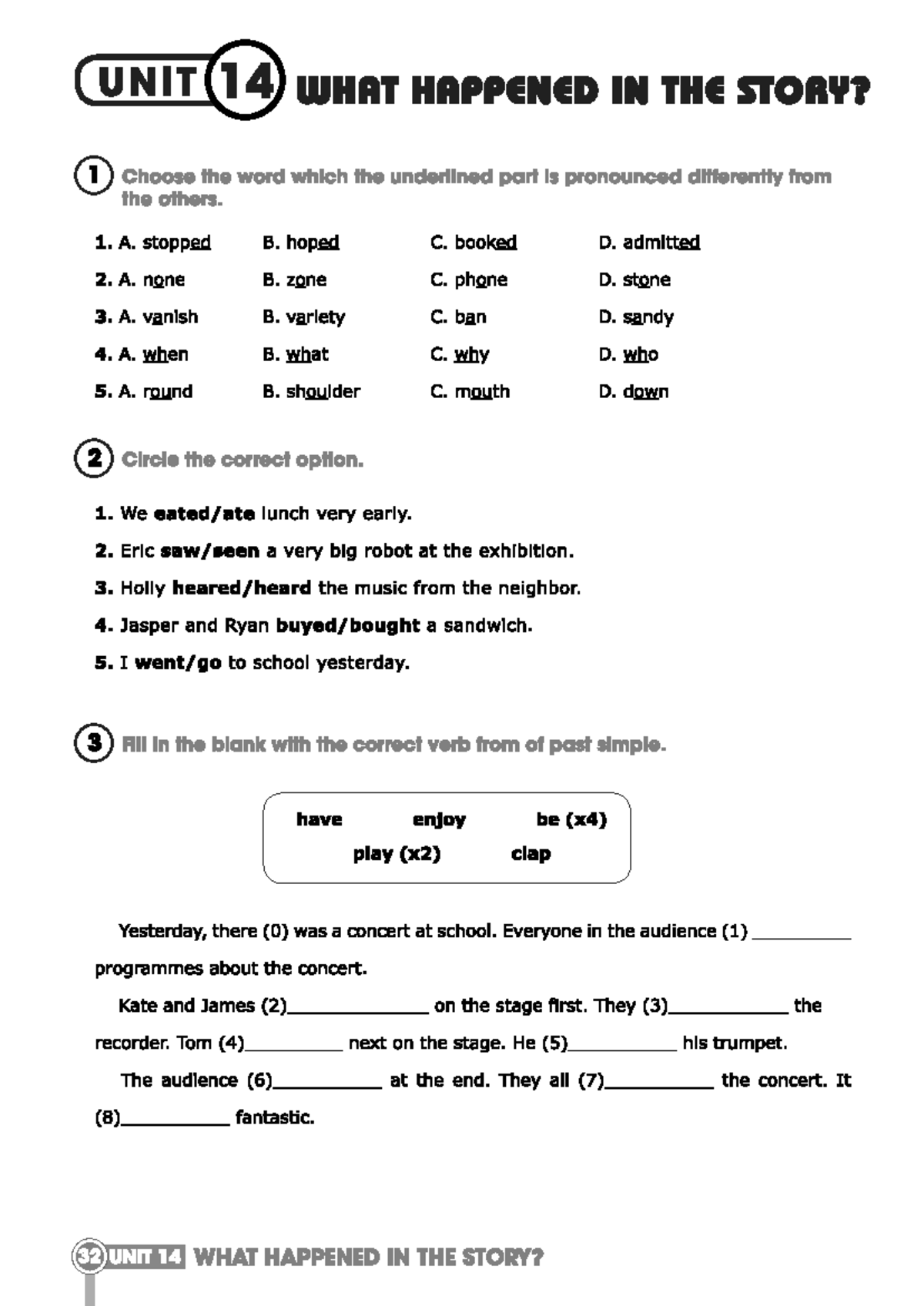 Unit 13 Grade 5: Story Comprehension & Pronunciation Exercises - Studocu