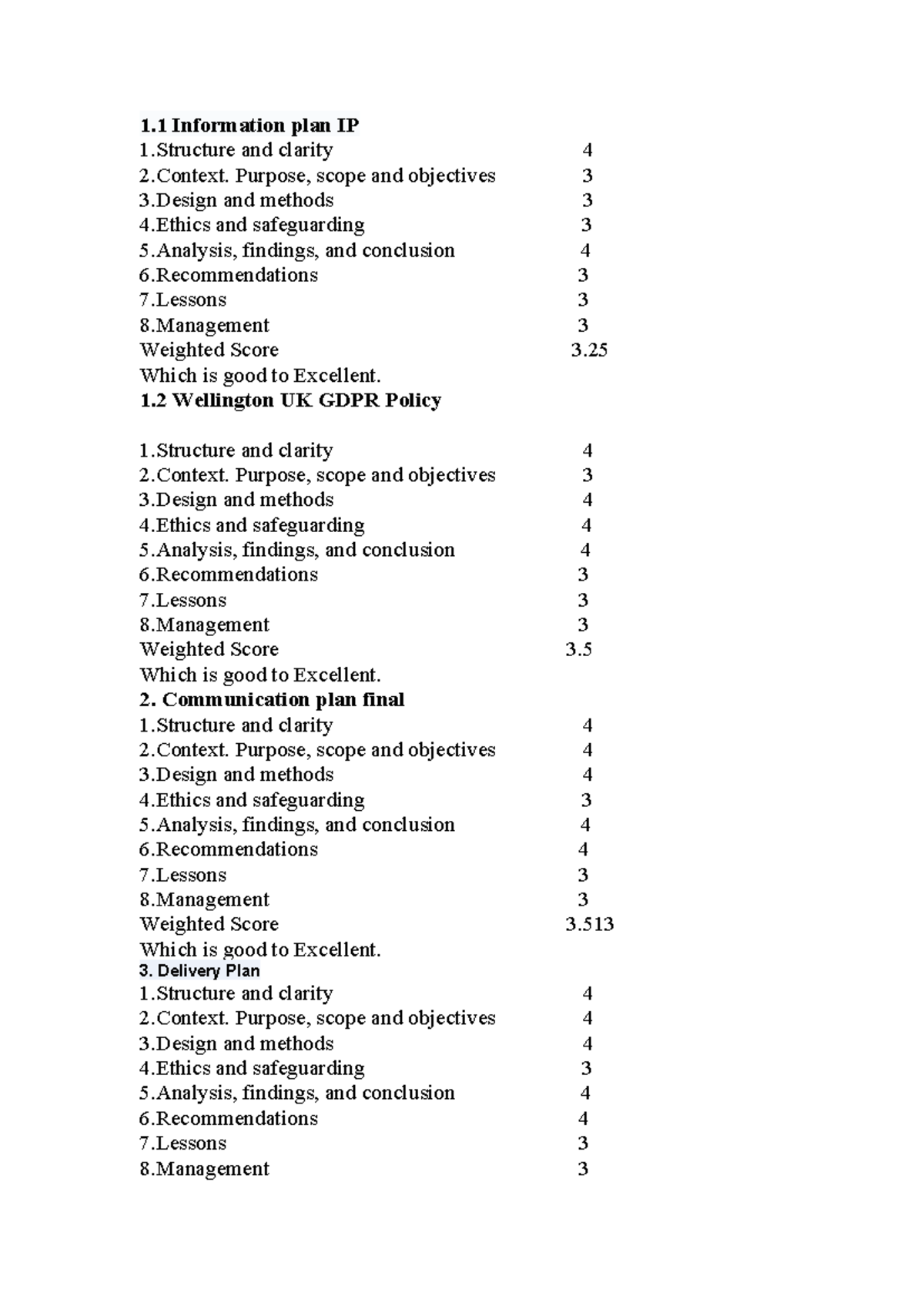 1.1 Information Plan & Communication Strategies: Structure & Clarity ...