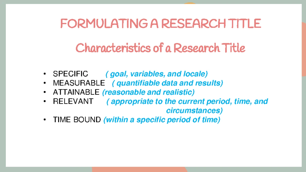 PR2-Chapter-1 - Lecture notes 1 - FORMULATING A RESEARCH TITLE SPECIFIC ...