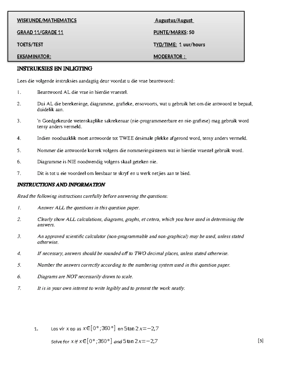 MSI-Grade 12 Statistics Final Exam Questions and Analysis - Studocu