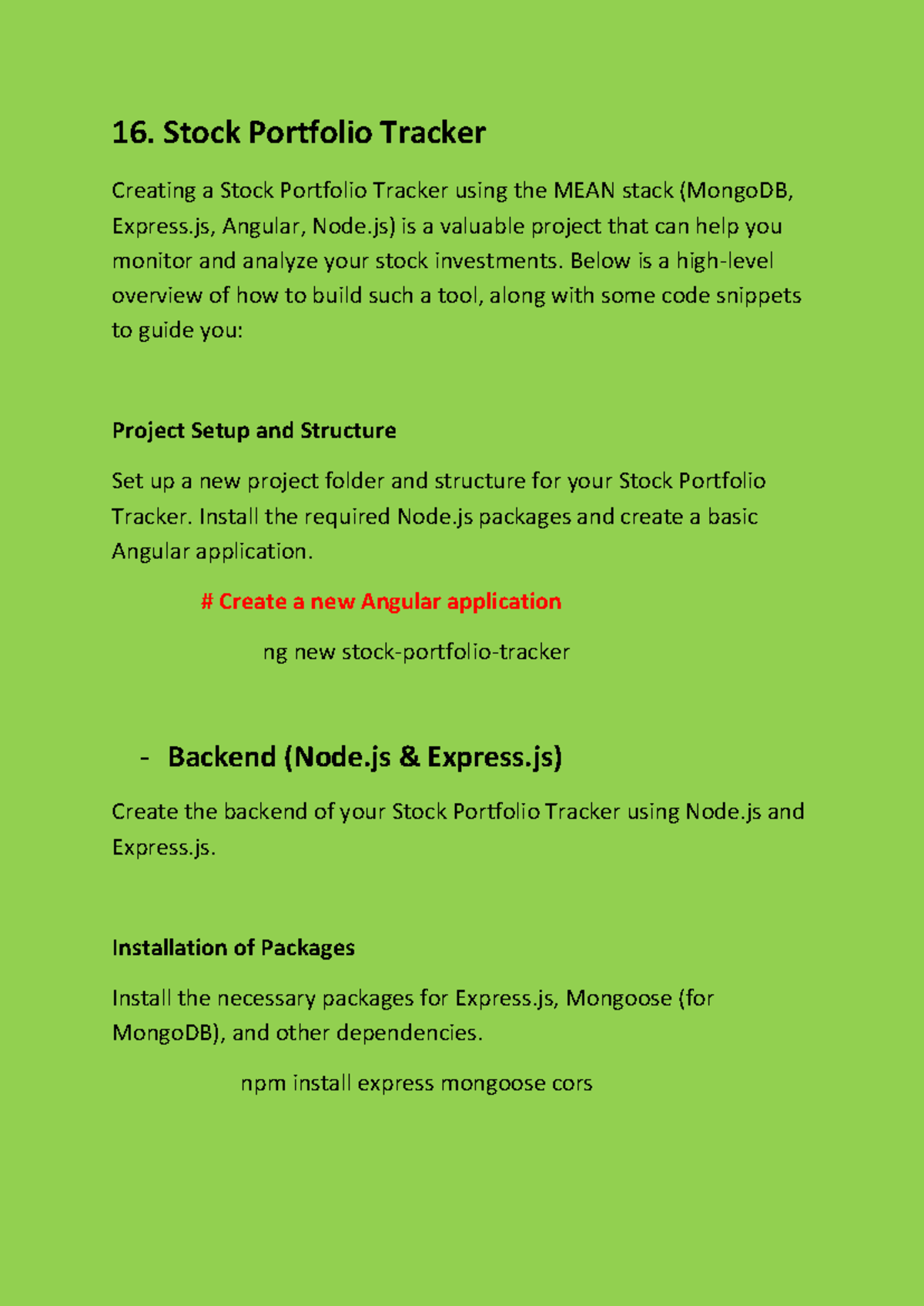 16. Stock Portfolio Tracker: Building with MEAN Stack - Studocu