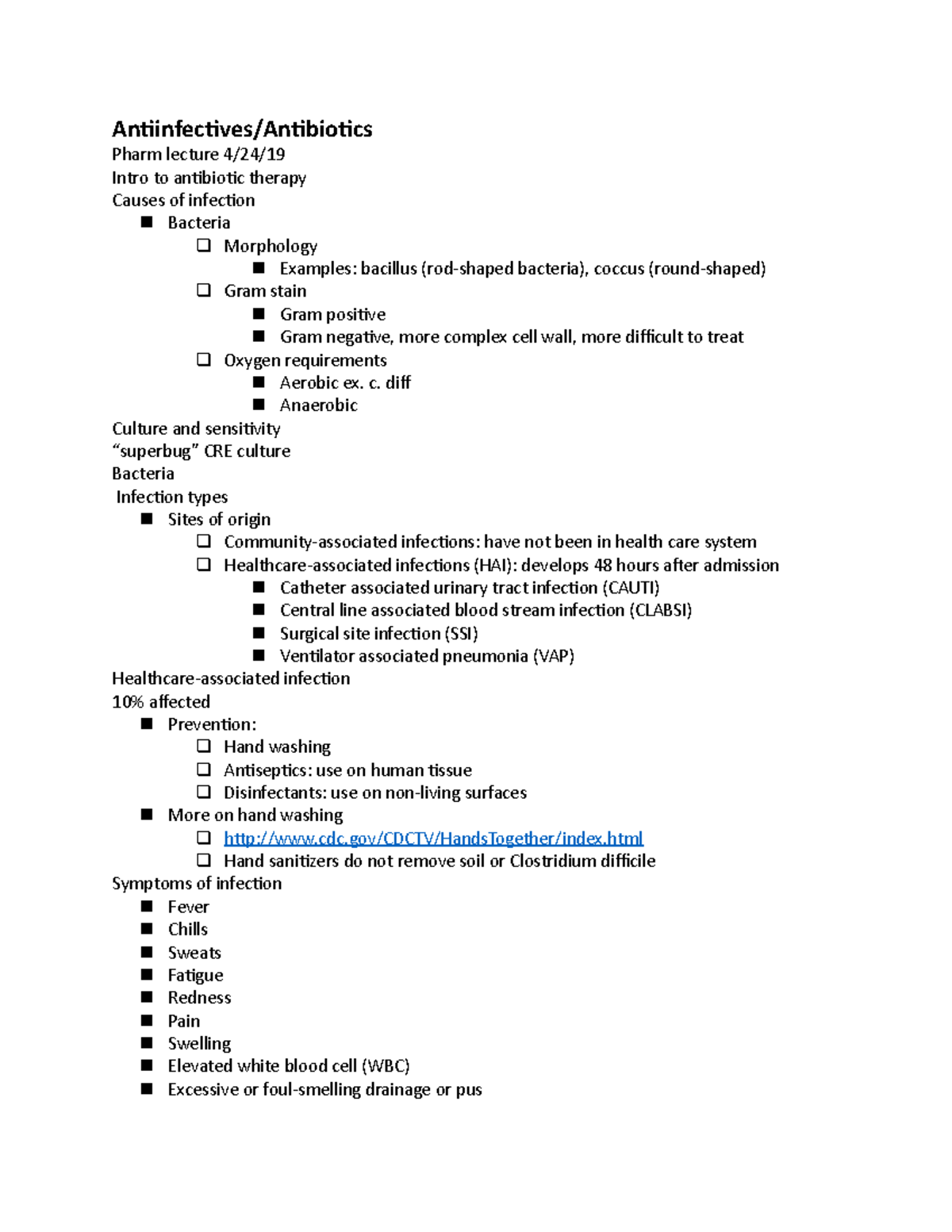 Pharm 101: Antibiotics Lecture Notes and Key Concepts - Studocu