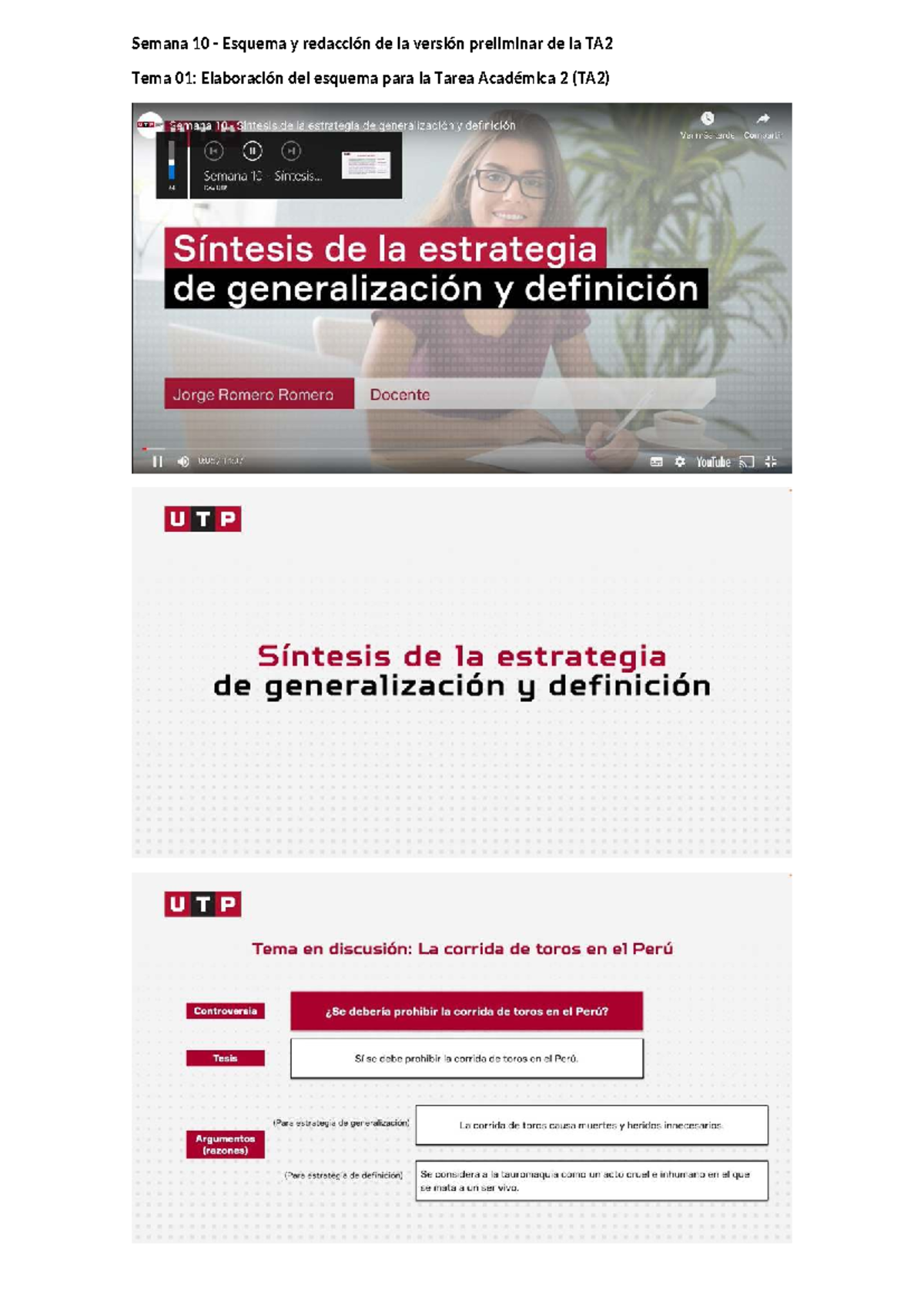 Semana 10: Esquema y Redacción Preliminar de la TA2 - Studocu