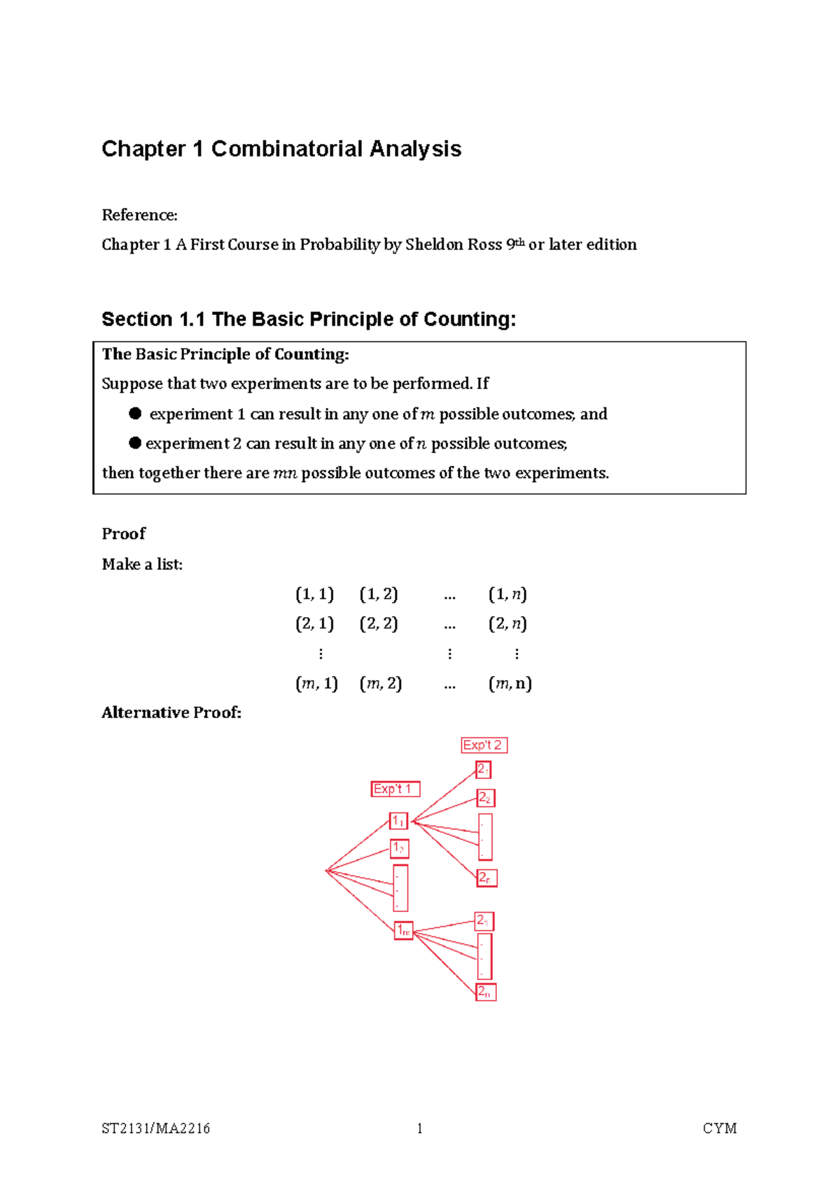 Chapter 1 Combinatorial Analysis - Chapter 1 Combinatorial Analysis ...