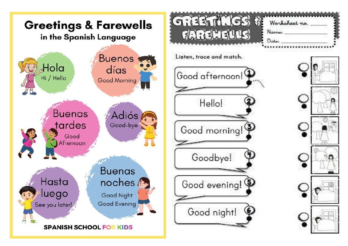 Greetings and Farewells Worksheet for Spanish School Kids - Studocu