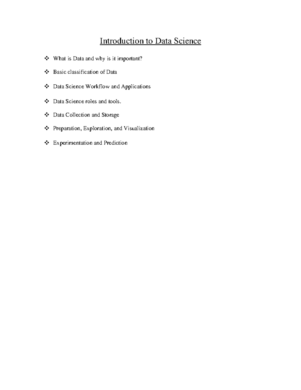 DTS - Introduction to Data Science: Importance, Classification, and ...