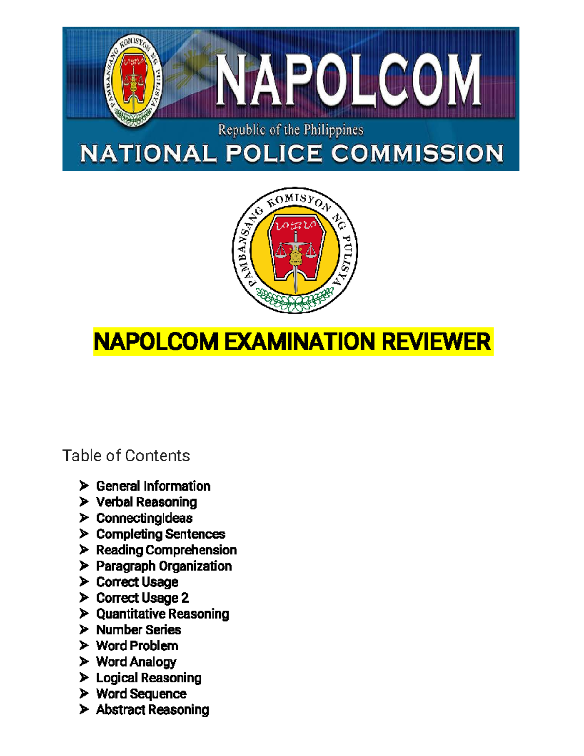 NAPOLCOM EXAM REVIEW: Comprehensive Study Guide - Studocu