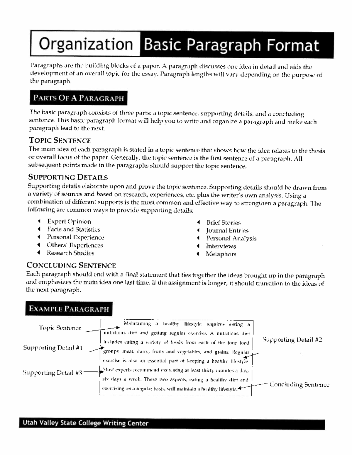 Basic Paragraph Format - A paragraph discusses one idea in detail and ...