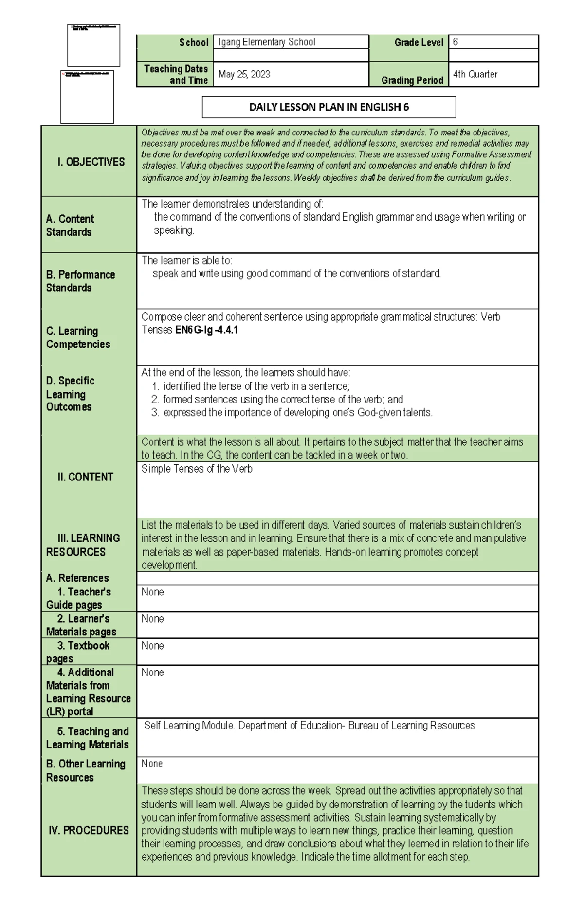 Mathematics 56 Lesson Plans for Multigrade Classes - Q1 W8 - Studocu
