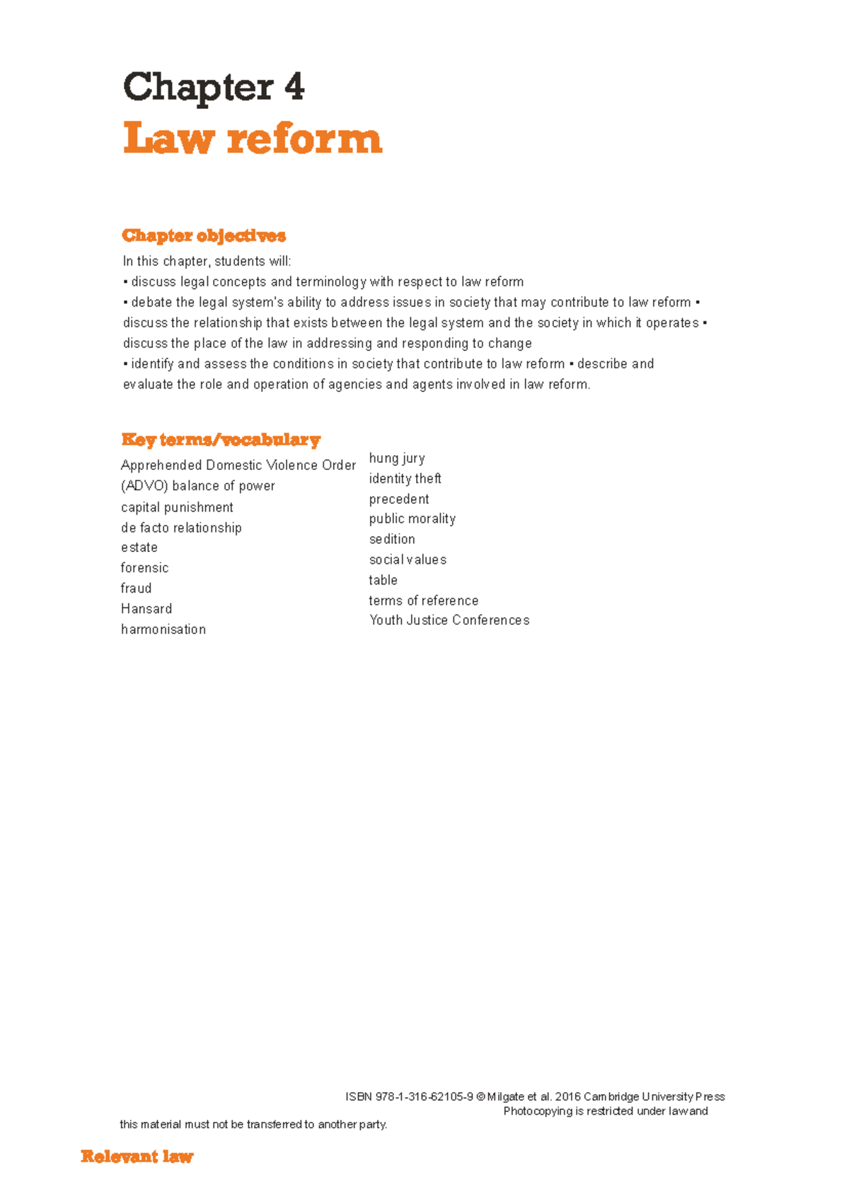 Chapter 4: Law Reform - Key Concepts and Social Impacts (LEG101) - Studocu