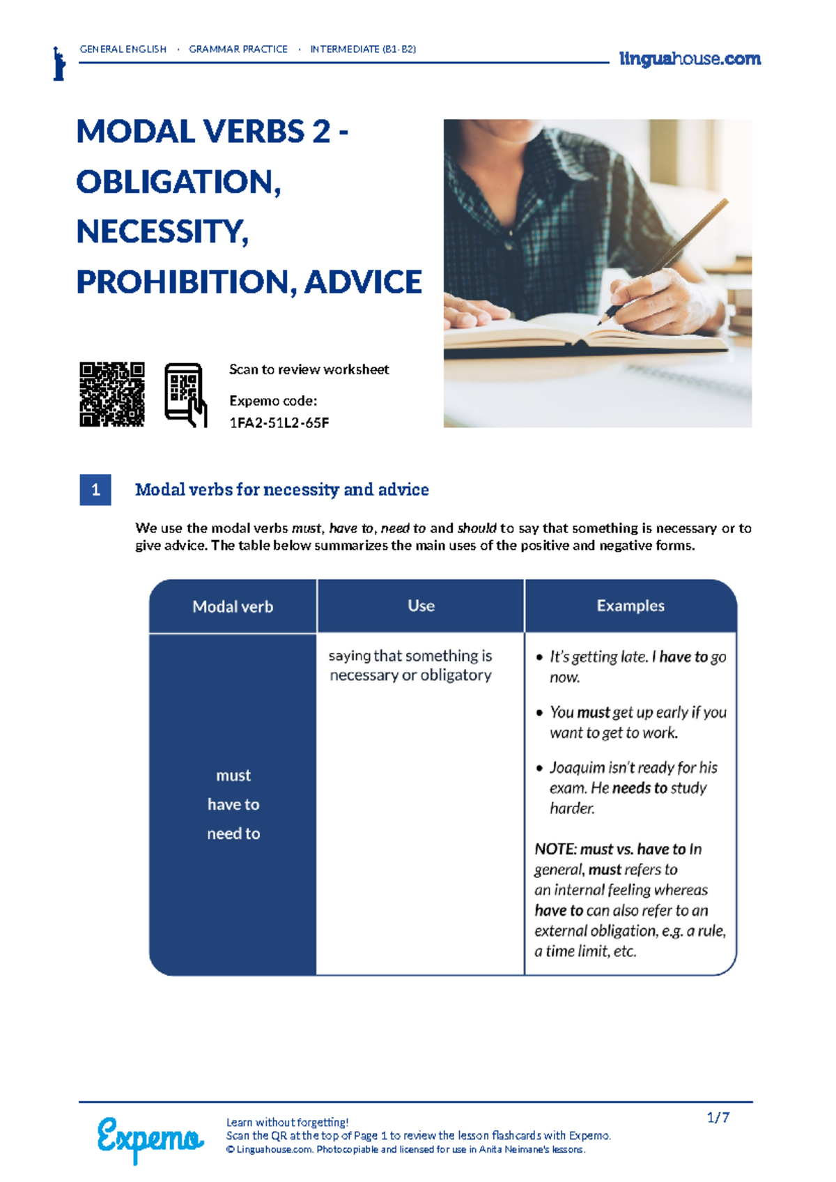 Intermediate Modal Verbs 2: Obligation, Necessity, Prohibition & Advice ...