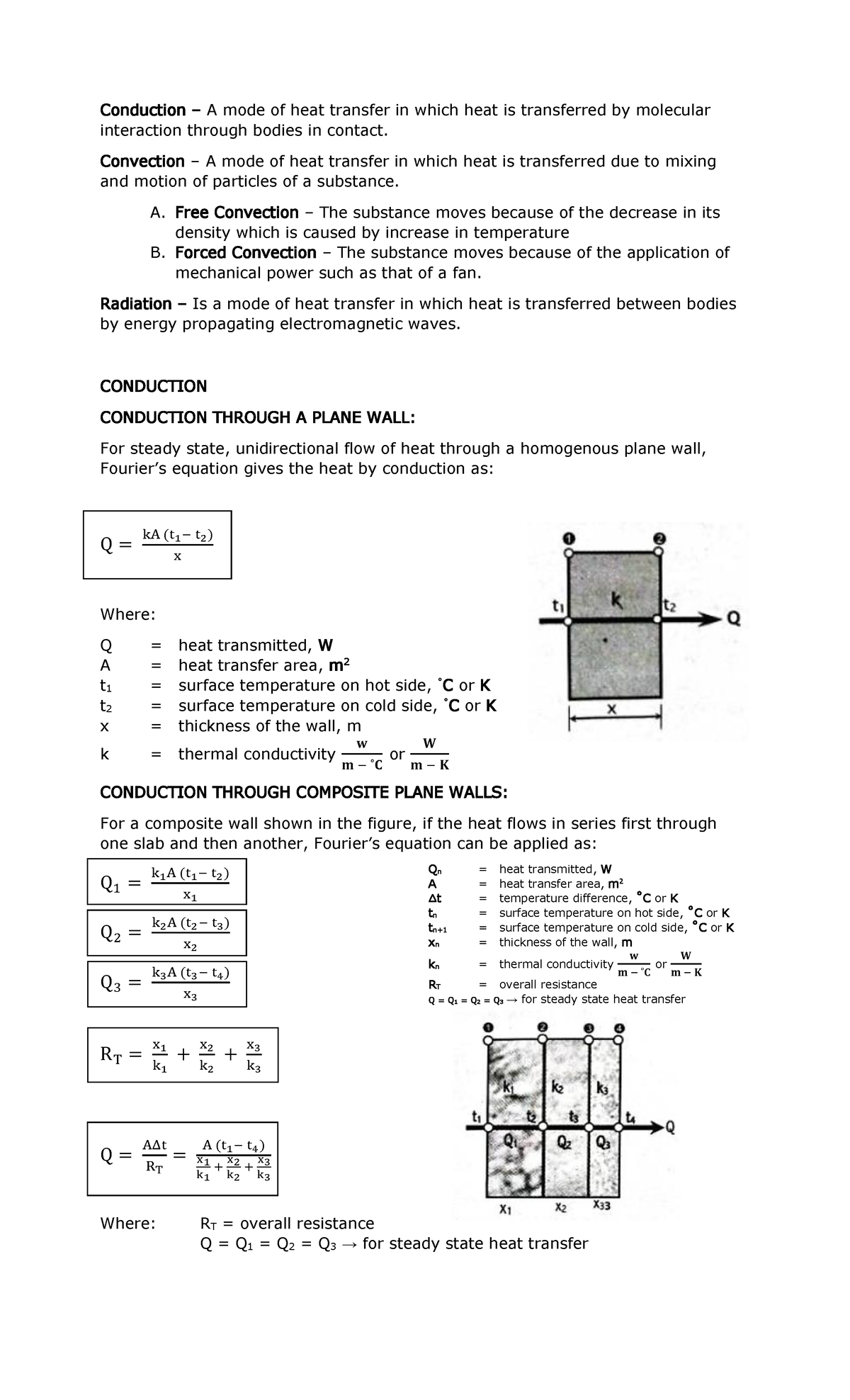 Heat Transfer Formulas: Conduction, Convection, and Radiation - Studocu