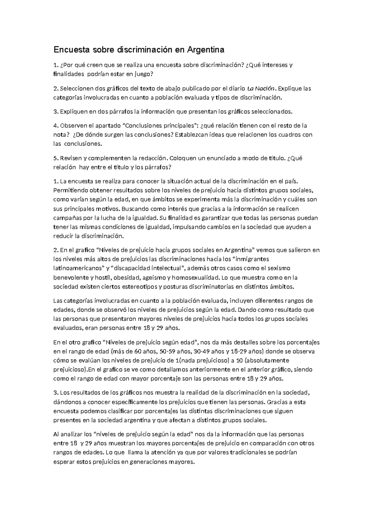 Encuesta sobre discriminación en Argentina moreno lautaro - Encuesta ...