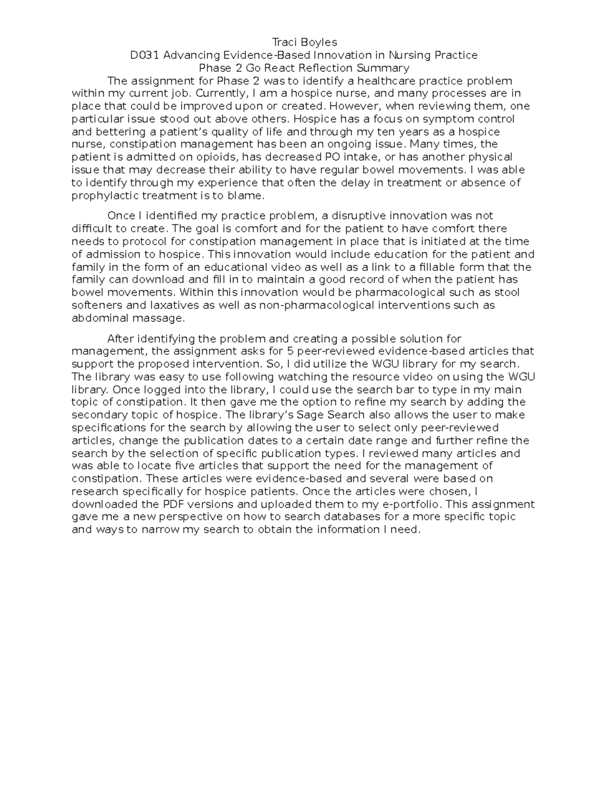 D031 Phase 2 Reflection on Constipation Management Innovation in ...