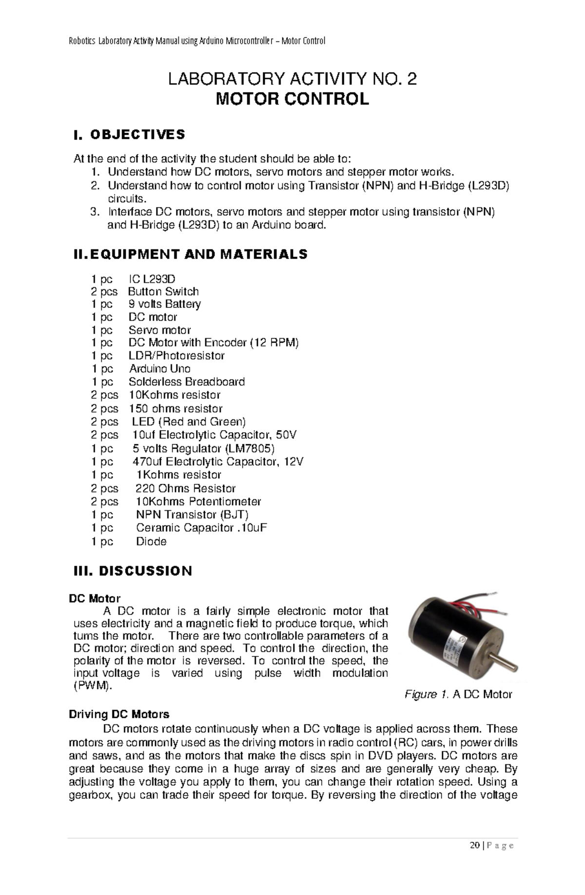 Motor Control Lab Activity 2: Exploring DC, Servo & Stepper Motors ...
