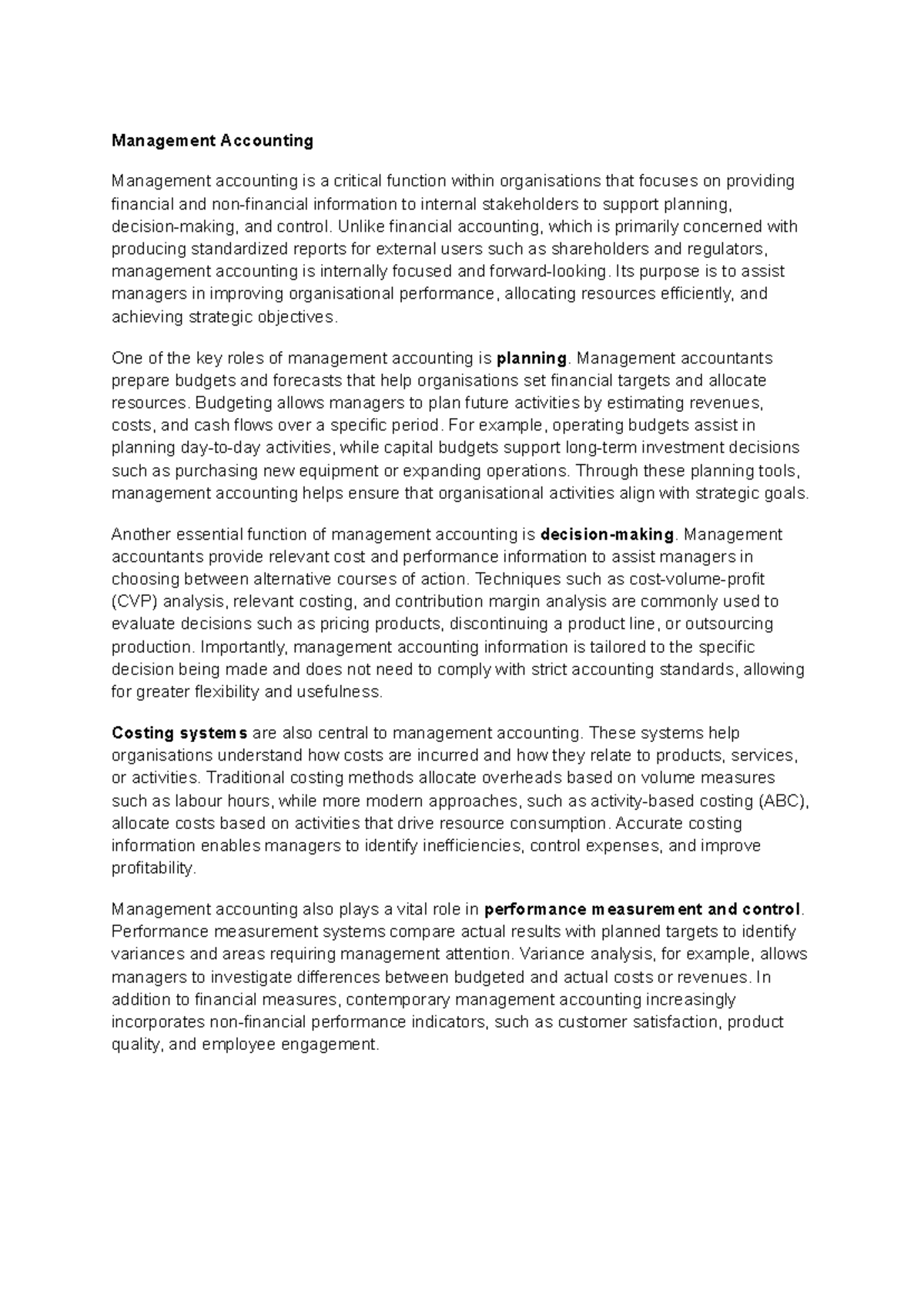ACC2200 Management Accounting: Key Concepts and Functions - Studocu