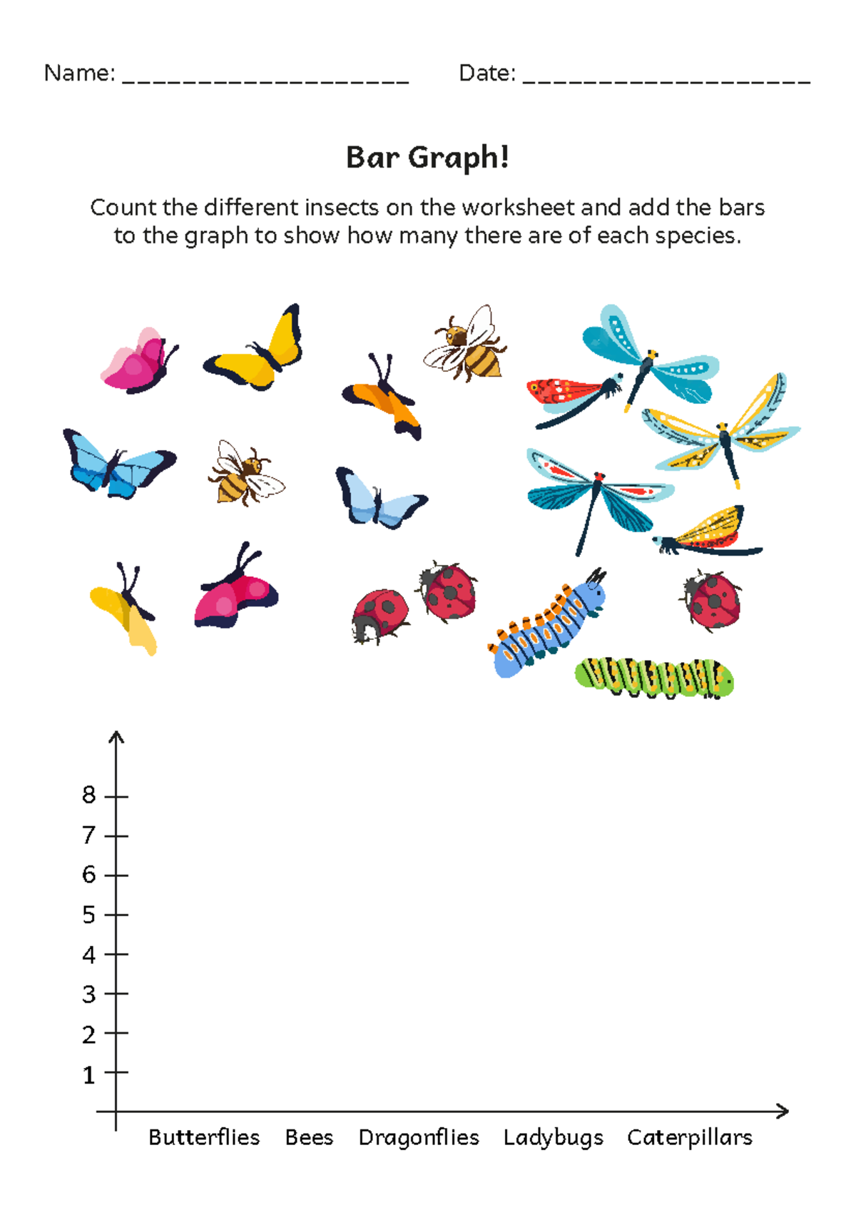 Bar Graph Activity - 3rd Grade Worksheet - Name ...