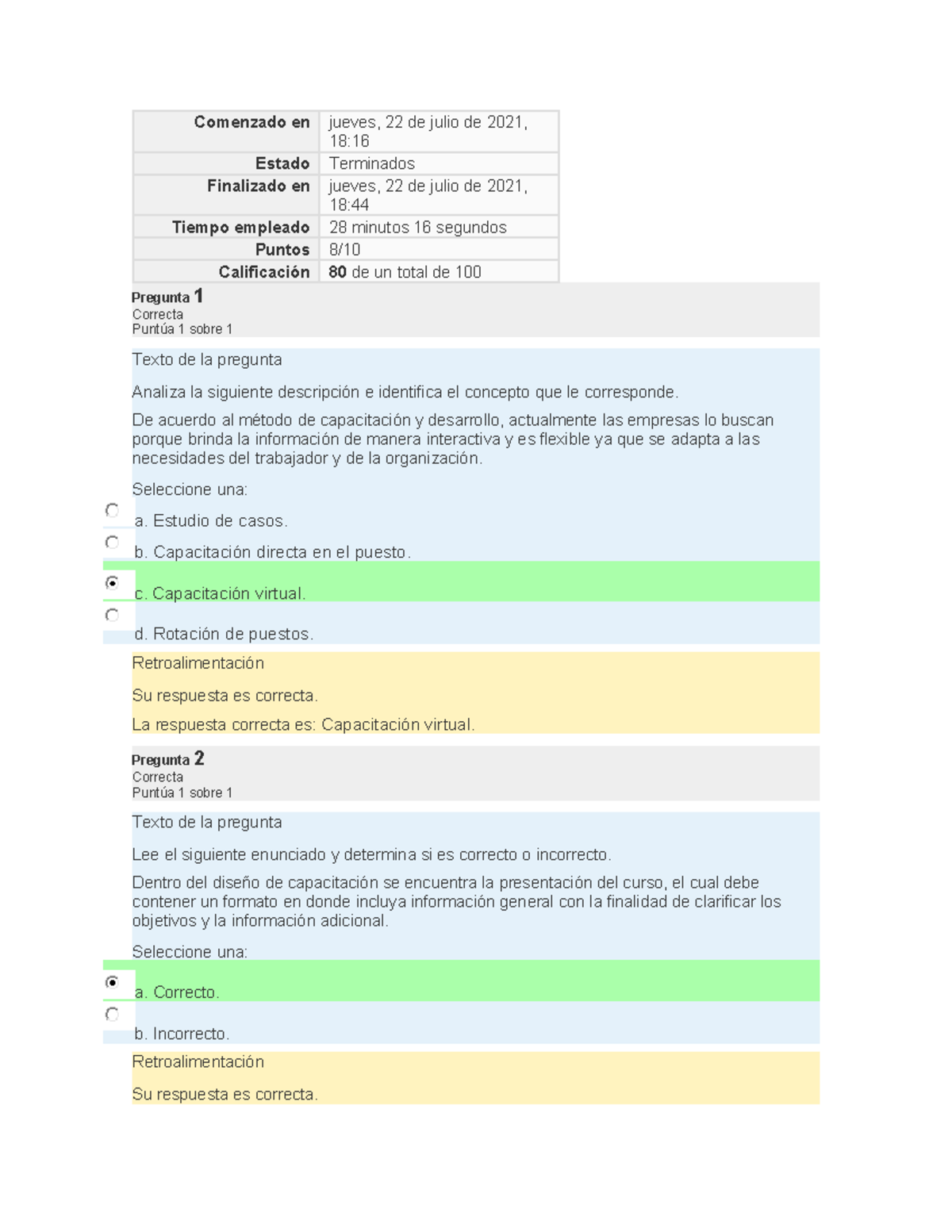 Examen 2 de Capacitación del Personal: Preguntas y Respuestas - Studocu
