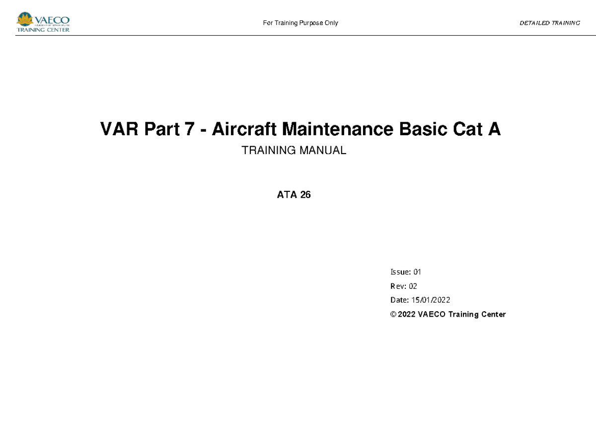 M11.08 Fire Protection Fundamentals - ATA 26 Training Manual - Studocu