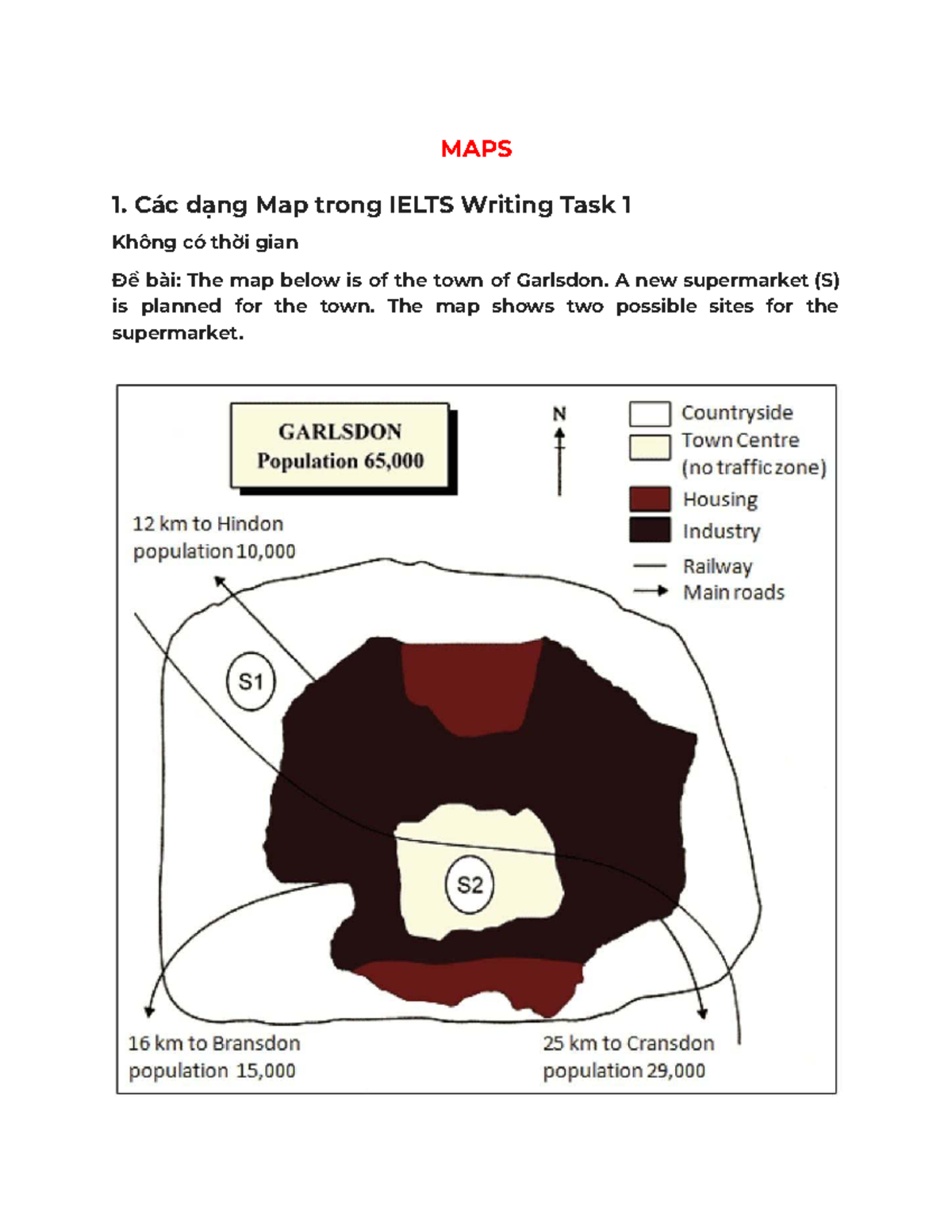 IELTS Writing Task 1: Map Analysis for Garlsdon & Islip - Studocu